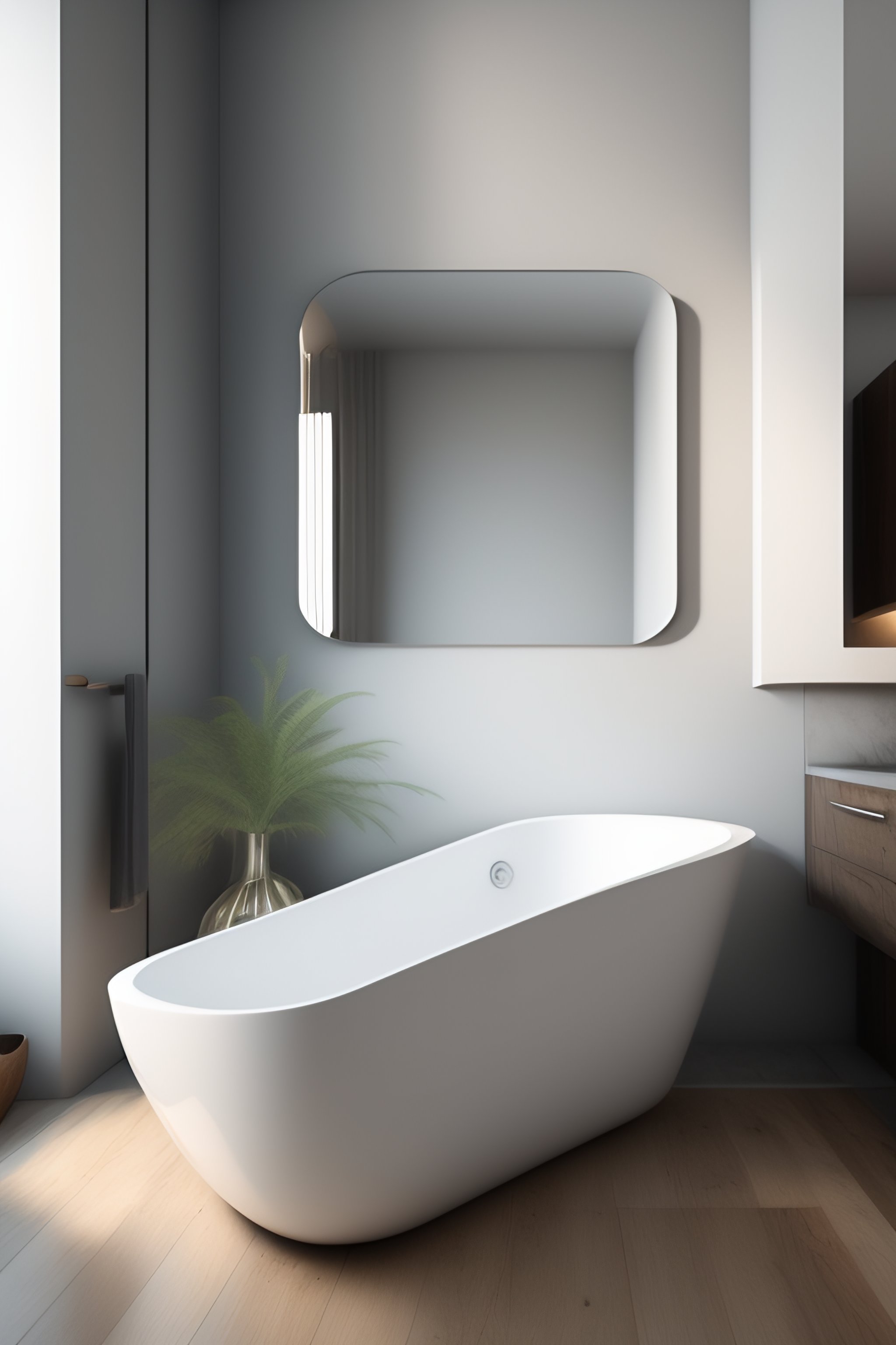Lexica - A small white minimalist square bathtub with asymmetric ...