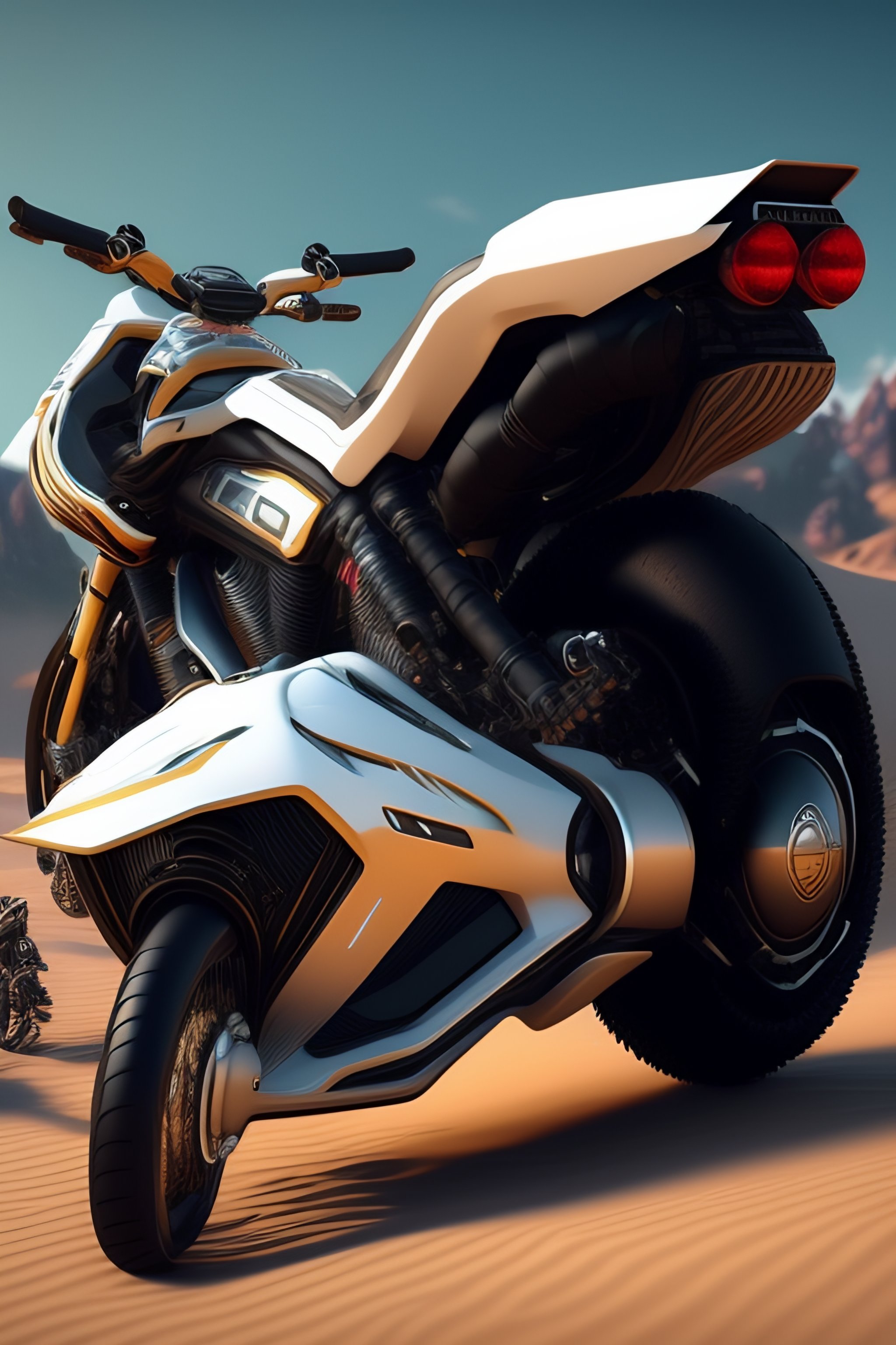 Lexica - White pearl and carbon fiber armoured motorbike in a style of ...