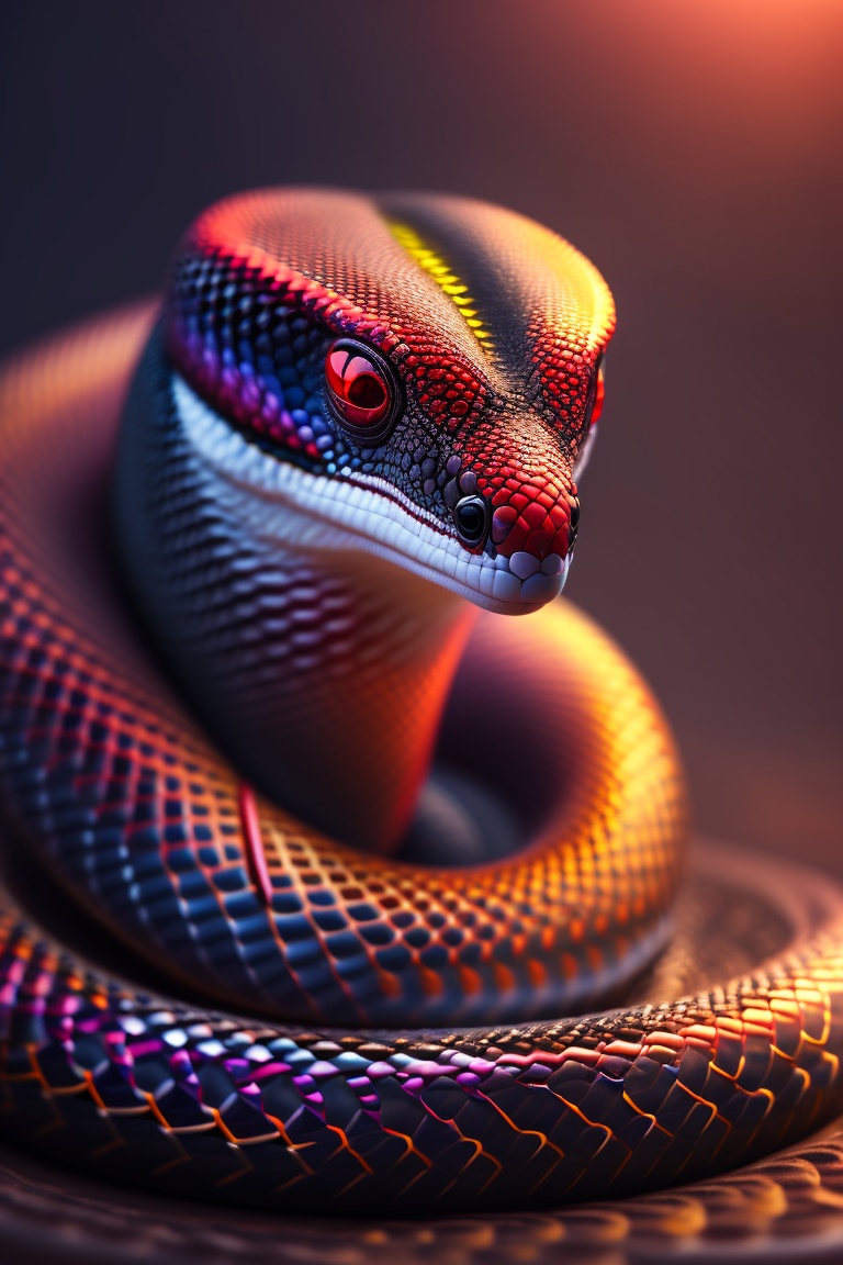 Lexica - Black colored snake!, red snake eyes, coiled body, threatening ...