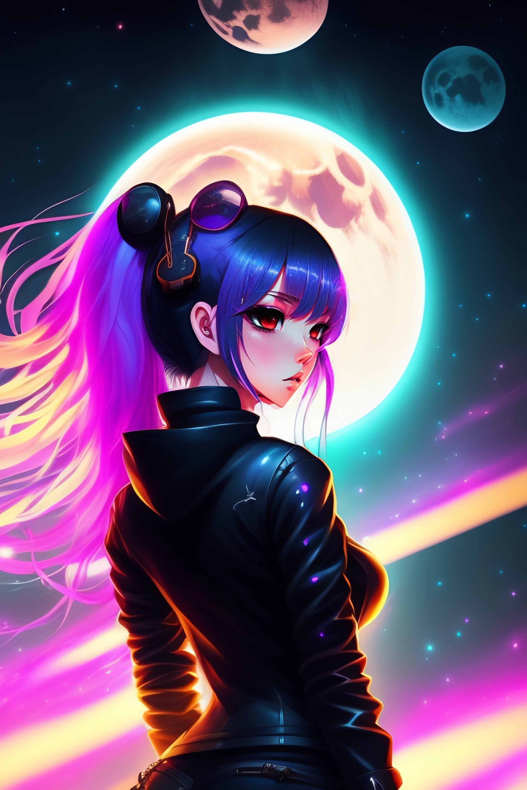 Lexica - Girl in the dark anime style, ciber punk, dancing in the moon ...