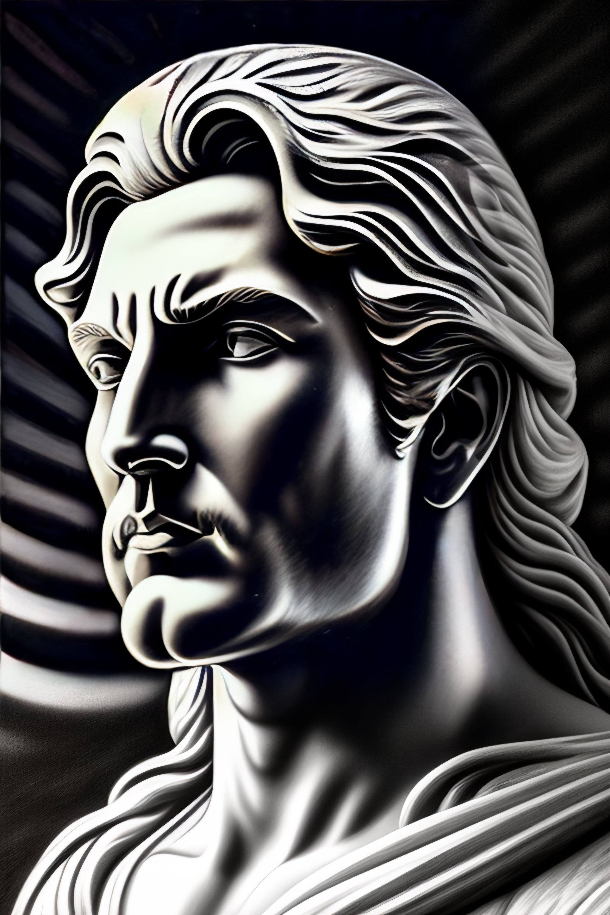 Lexica - Mythical hero ,face , draw pencil