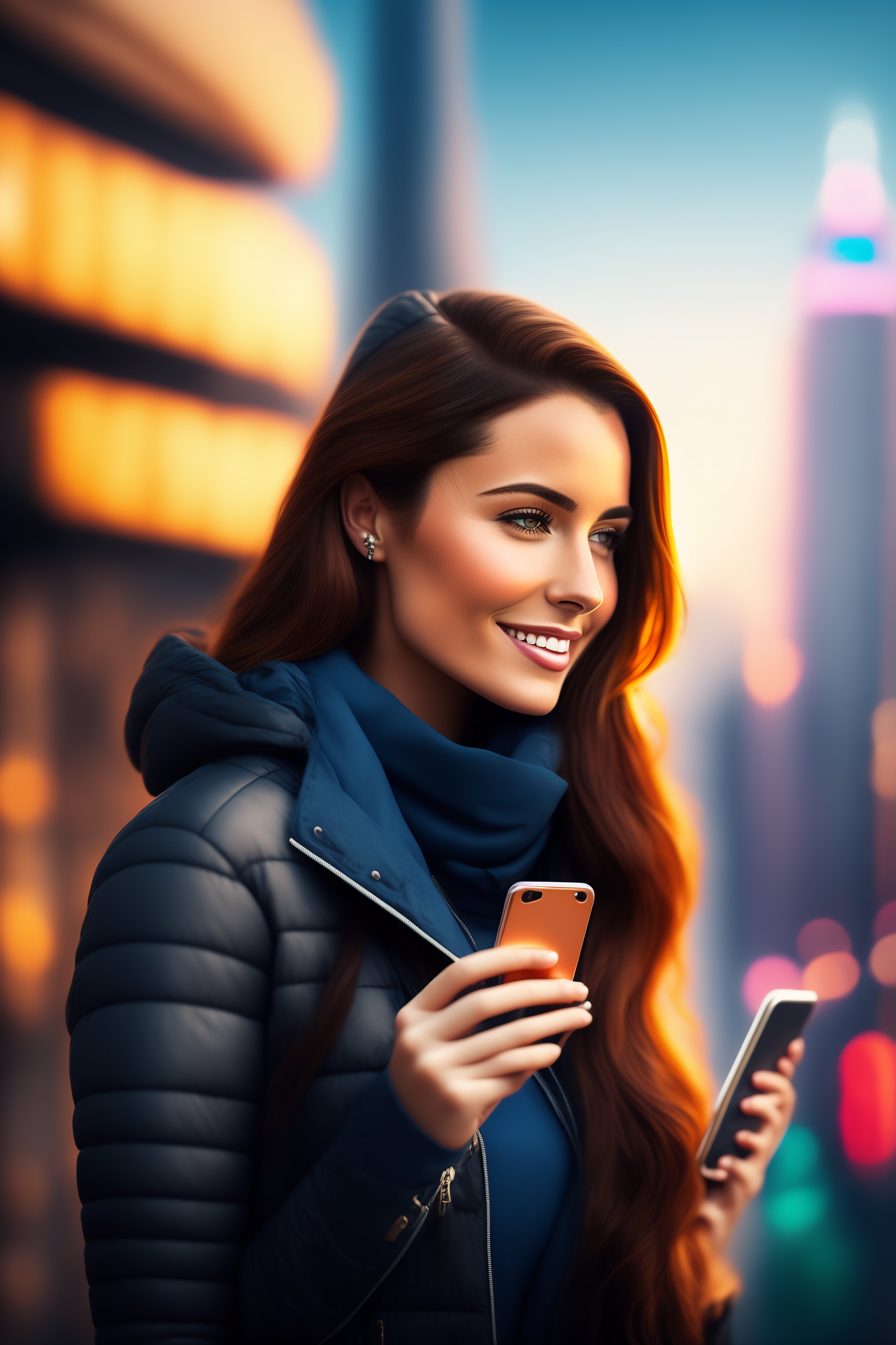 Lexica - Young woman holding a cellphone with good signal strength ...