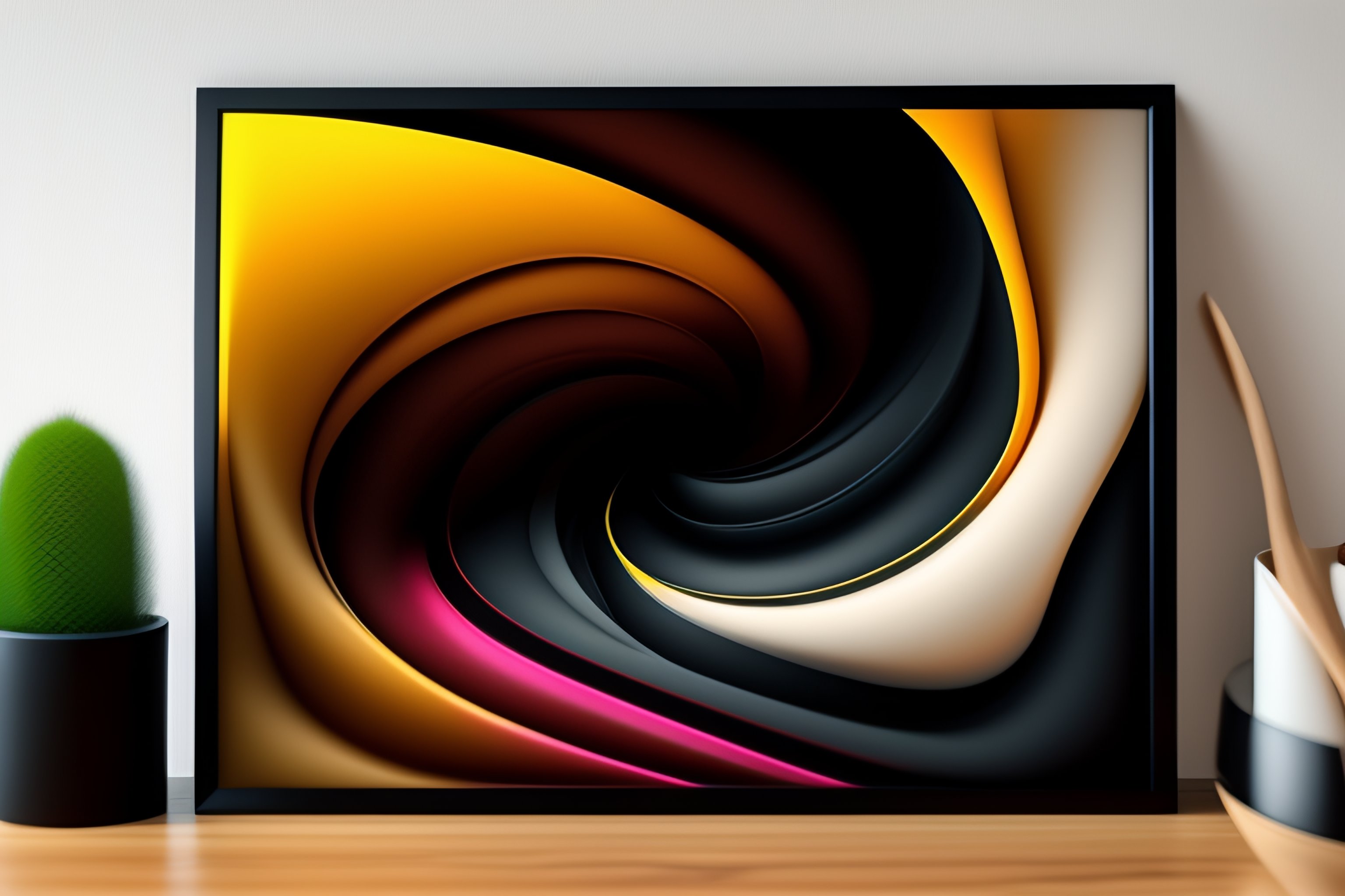 Lexica - Gothing 3d abstract black cream color poster