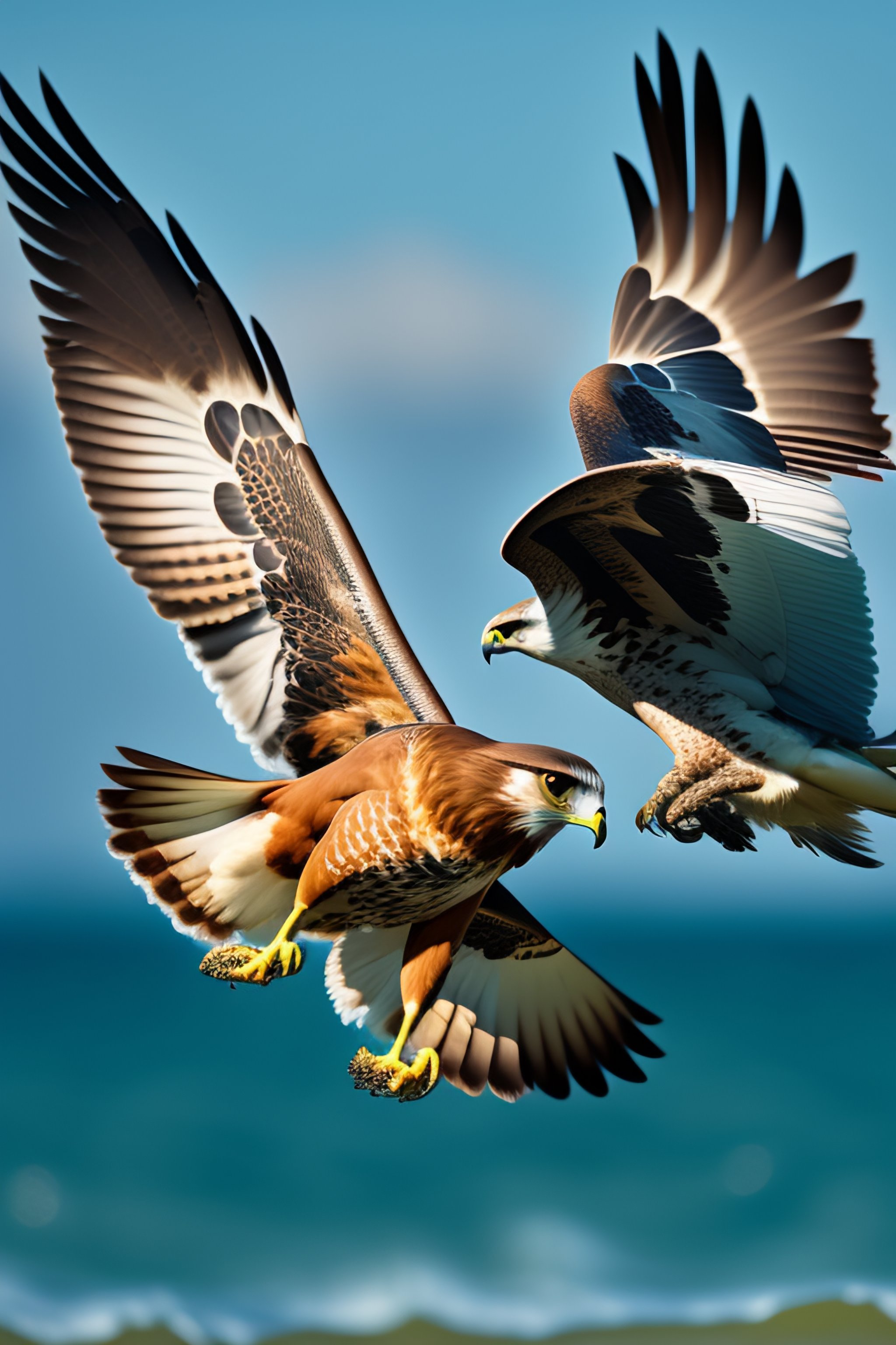 Lexica - A red tail hawk fighting a scuba diver