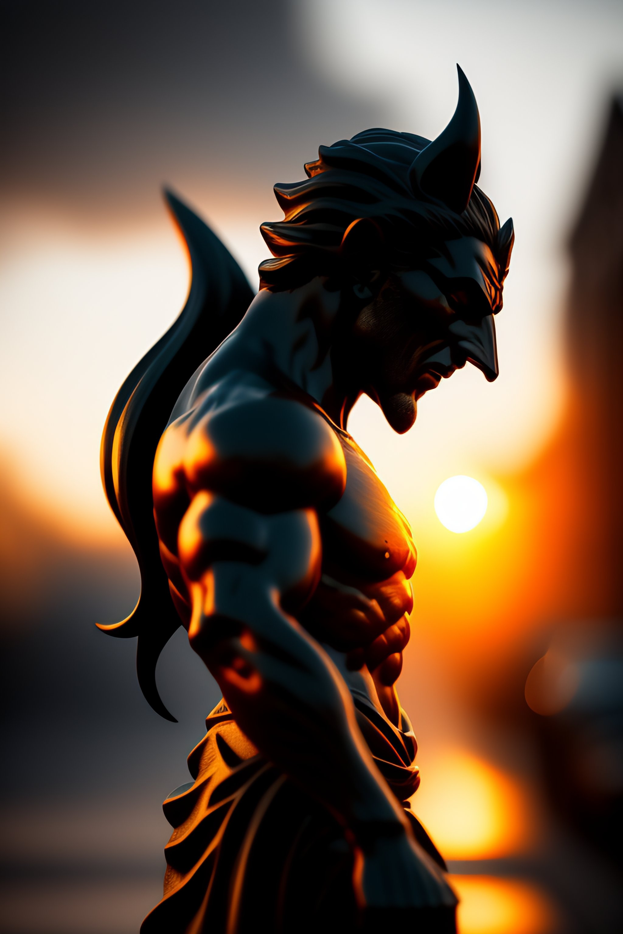 Lexica - A demon made with black stone, Giovanni Strazza sculpt style ...