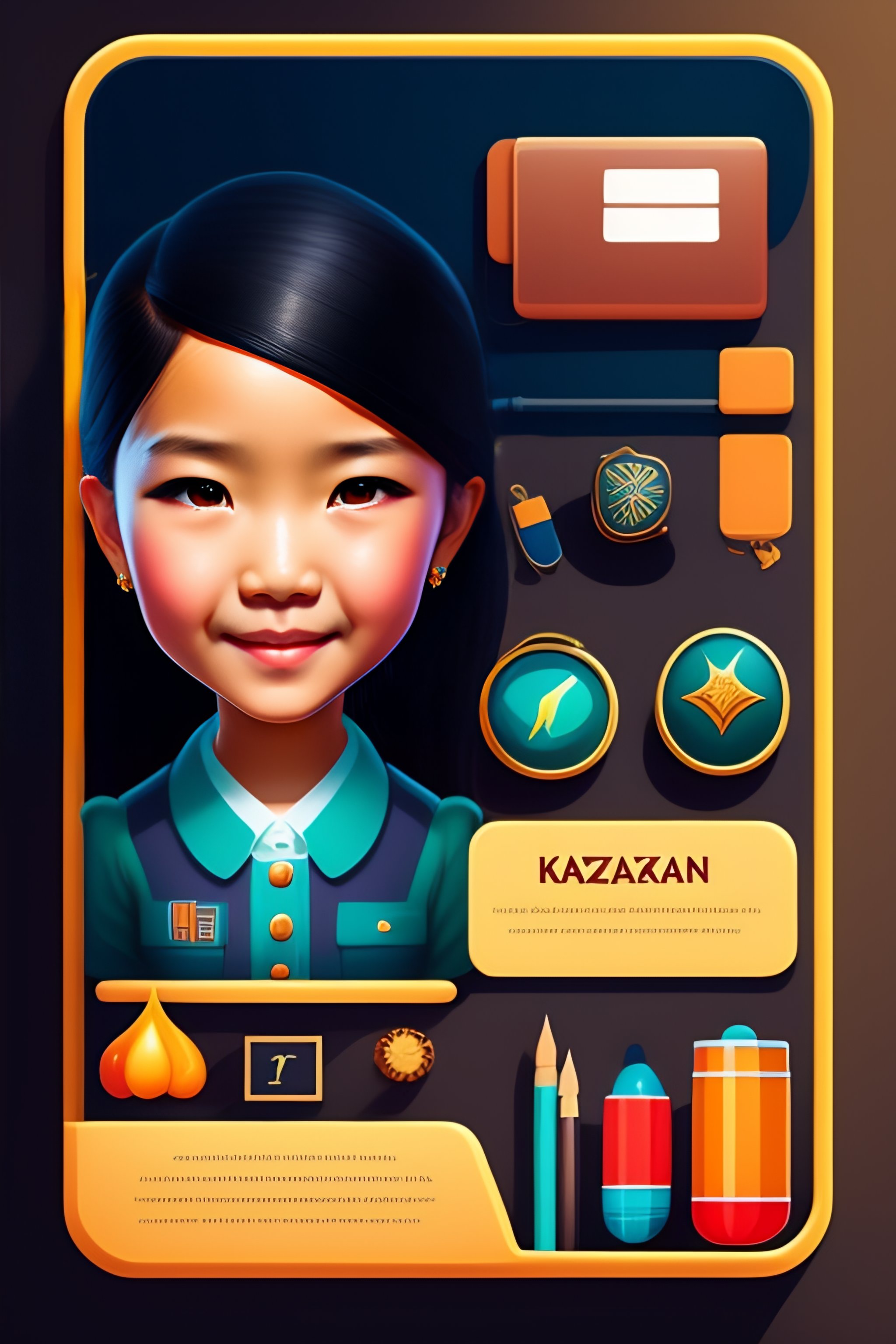 Lexica - Board game character, girl a student who studies at school age ...