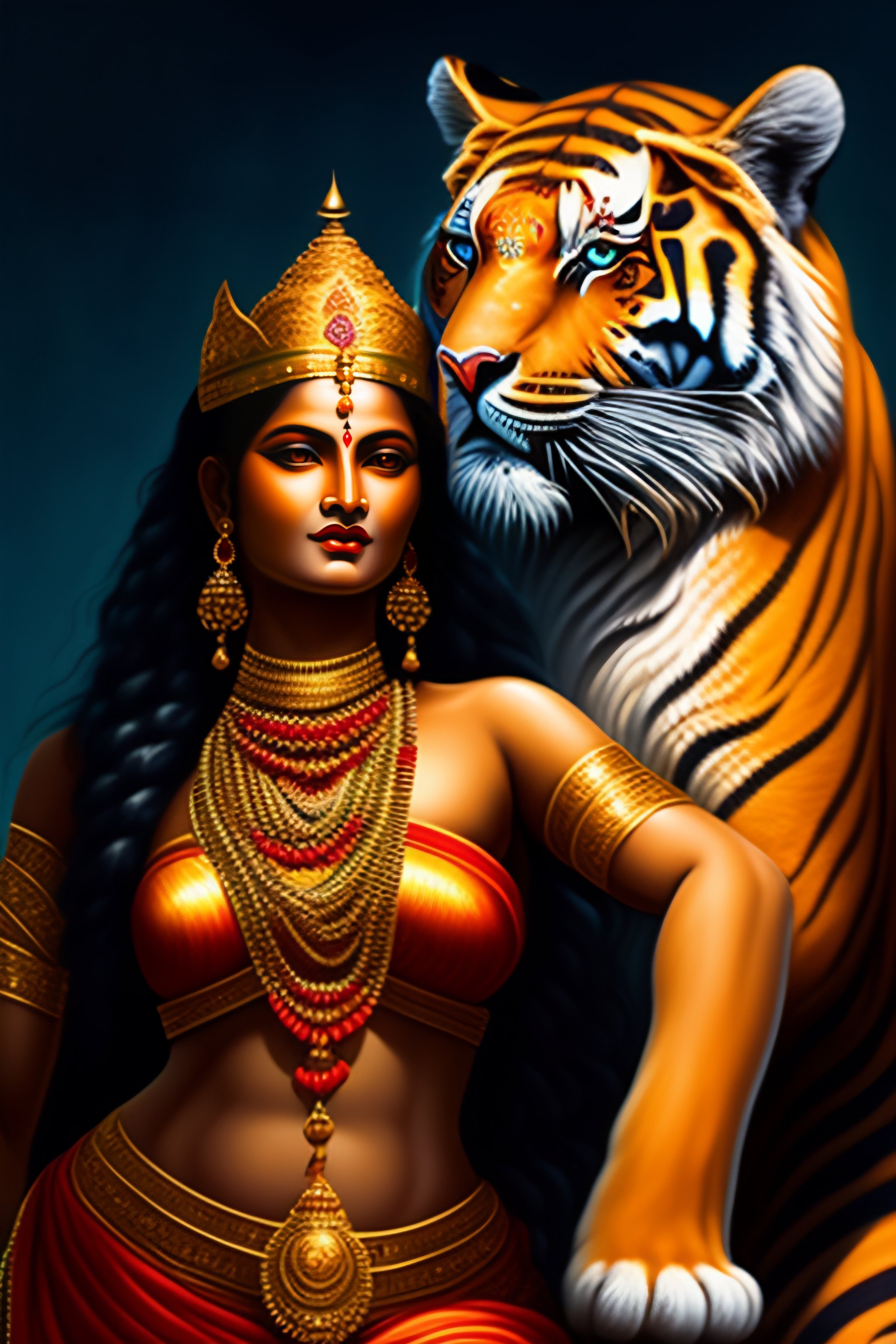 Lexica - Durga Goddess with tiger,