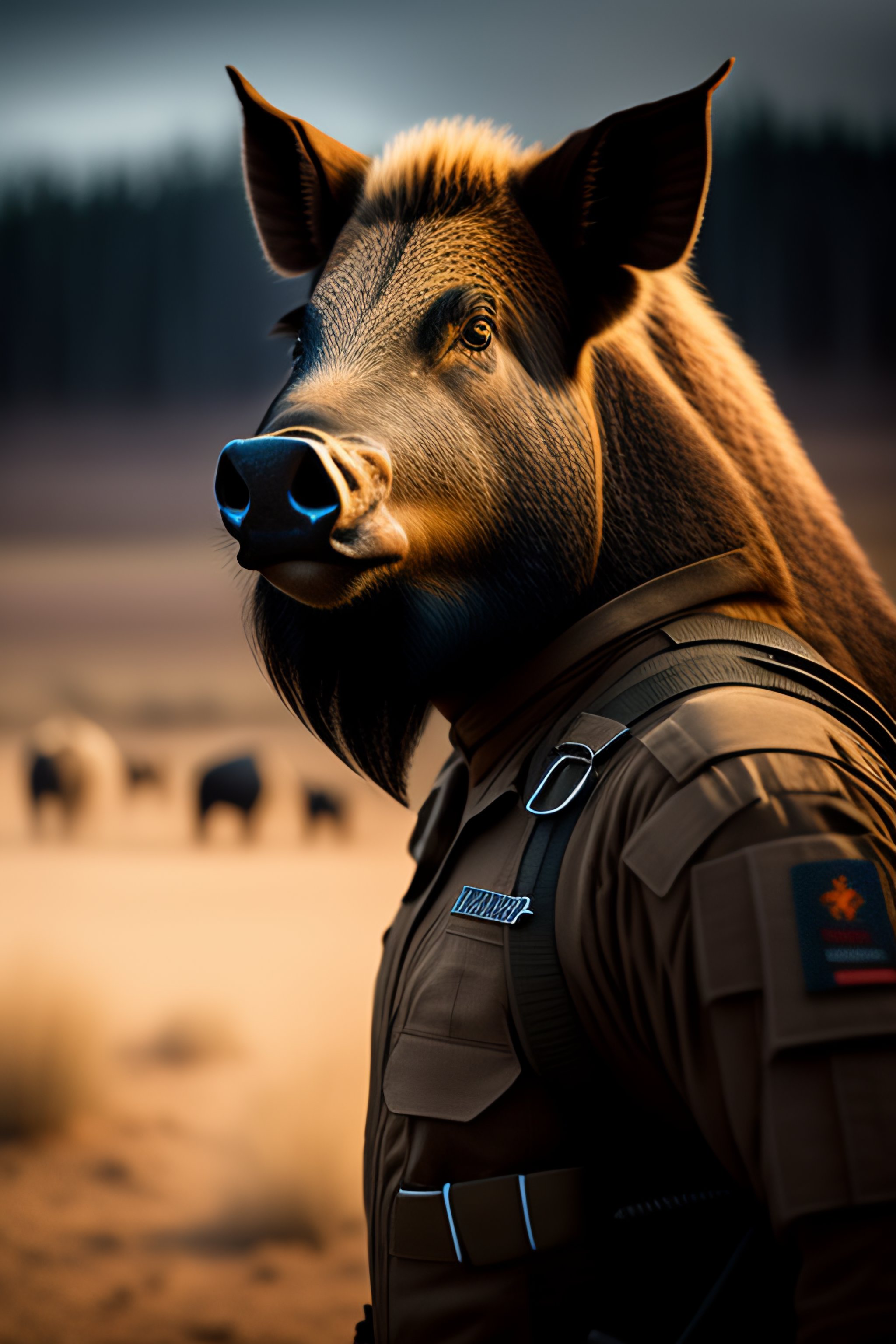 Lexica - Image of a 1800 skinwalker soldier shapeshifting into an boar