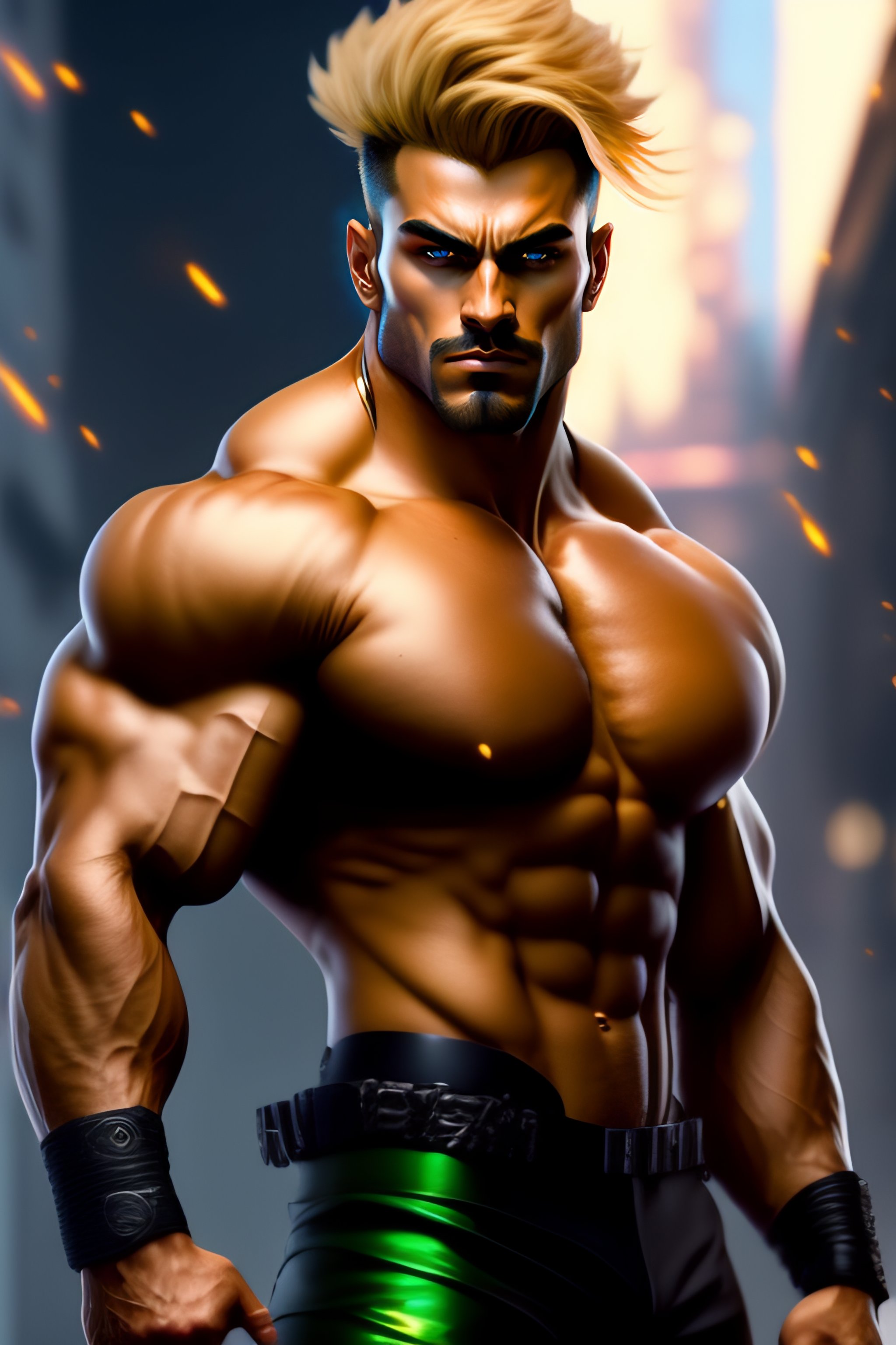 Lexica - Gigachad luigi bodybuilder with blonde hair fighting like ...