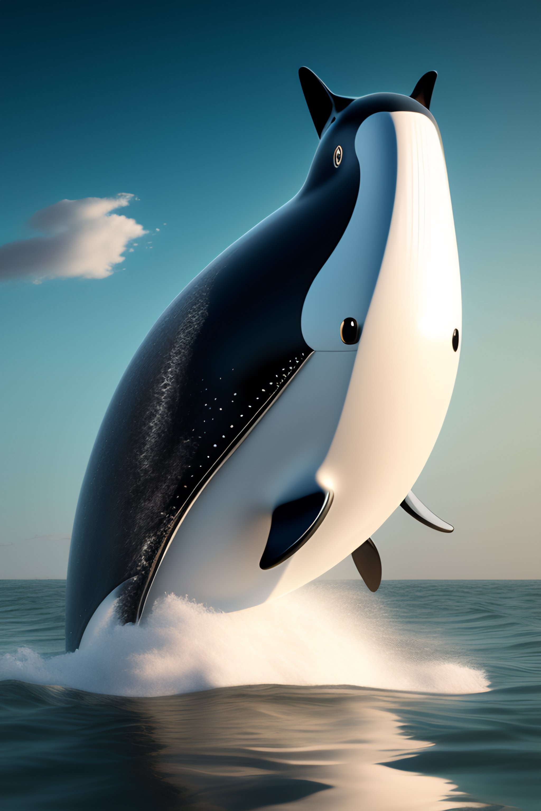 Lexica - 3d render of a cat riding a whale