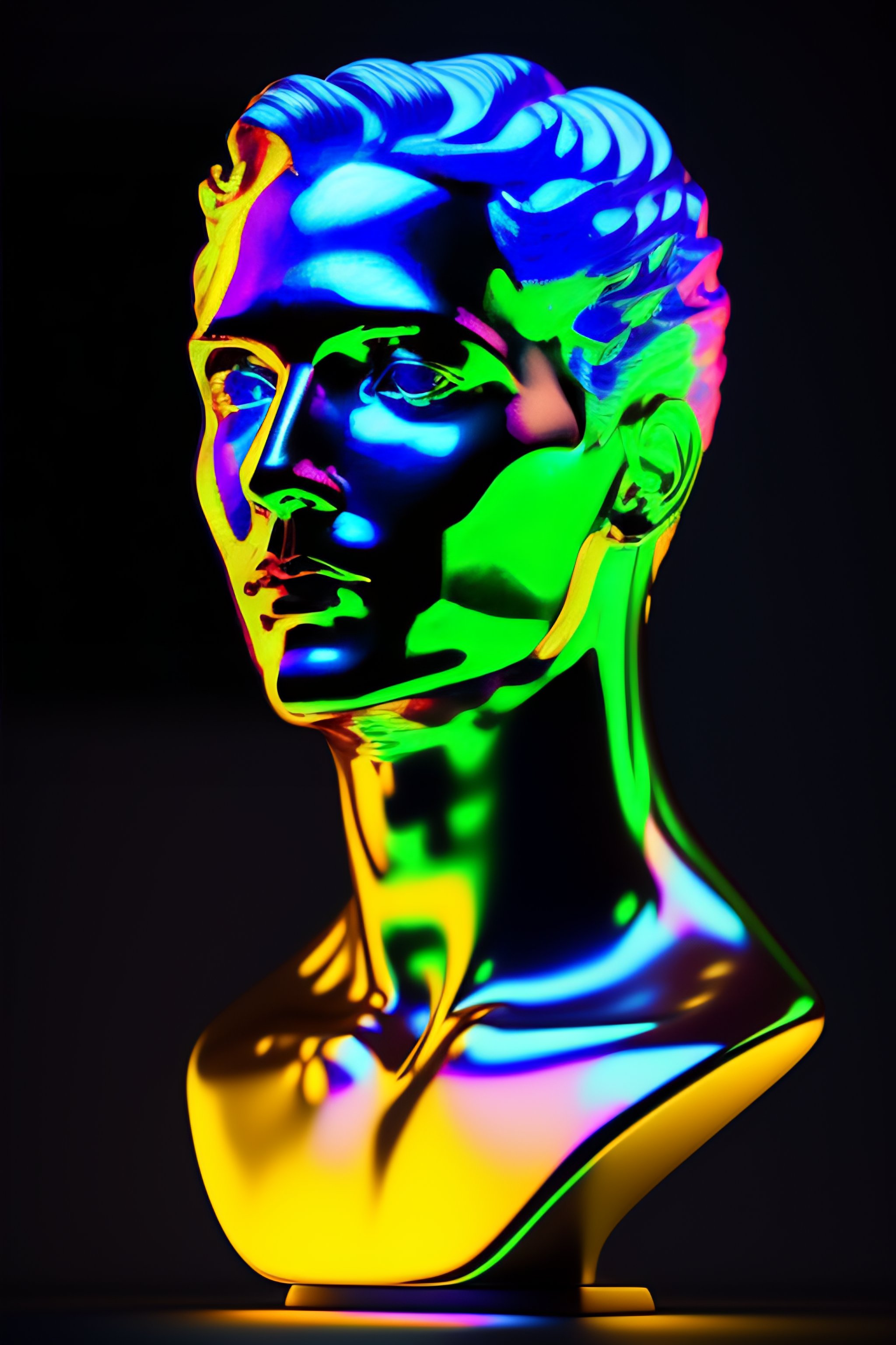 Lexica - 8k render of a glowing reflective iridescent male marble bust ...