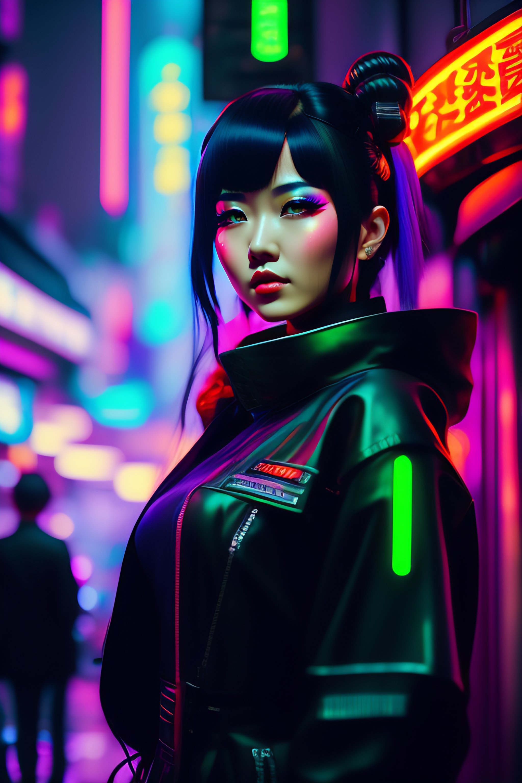 Lexica - Full body,Cyber goth Geisha in a tokyo city, Pretty Face ...