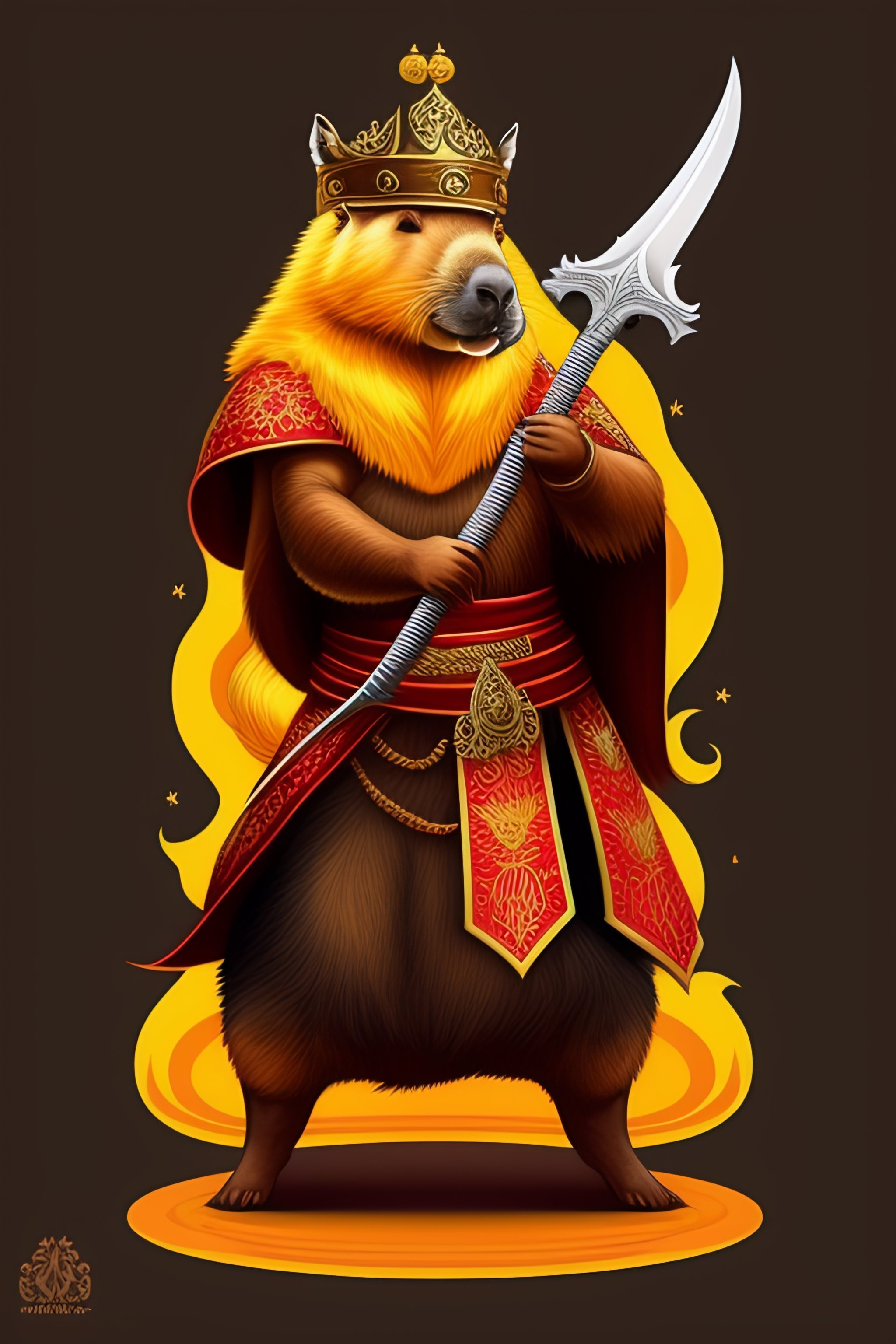 Lexica - Capybara dress of king raising a sword in a dark soul , 2d ...