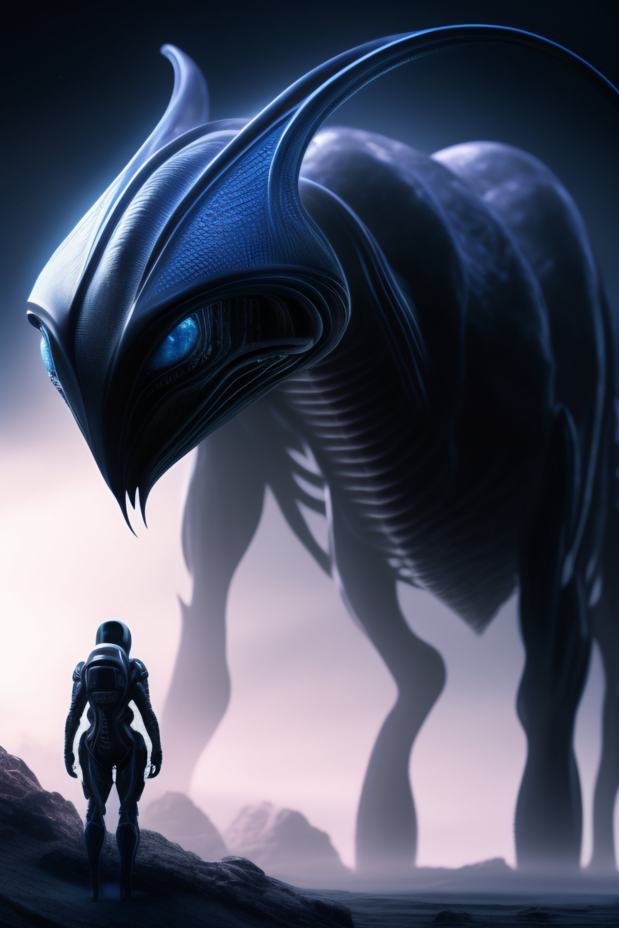 Lexica - The alien is a towering figure, standing at least eight feet ...