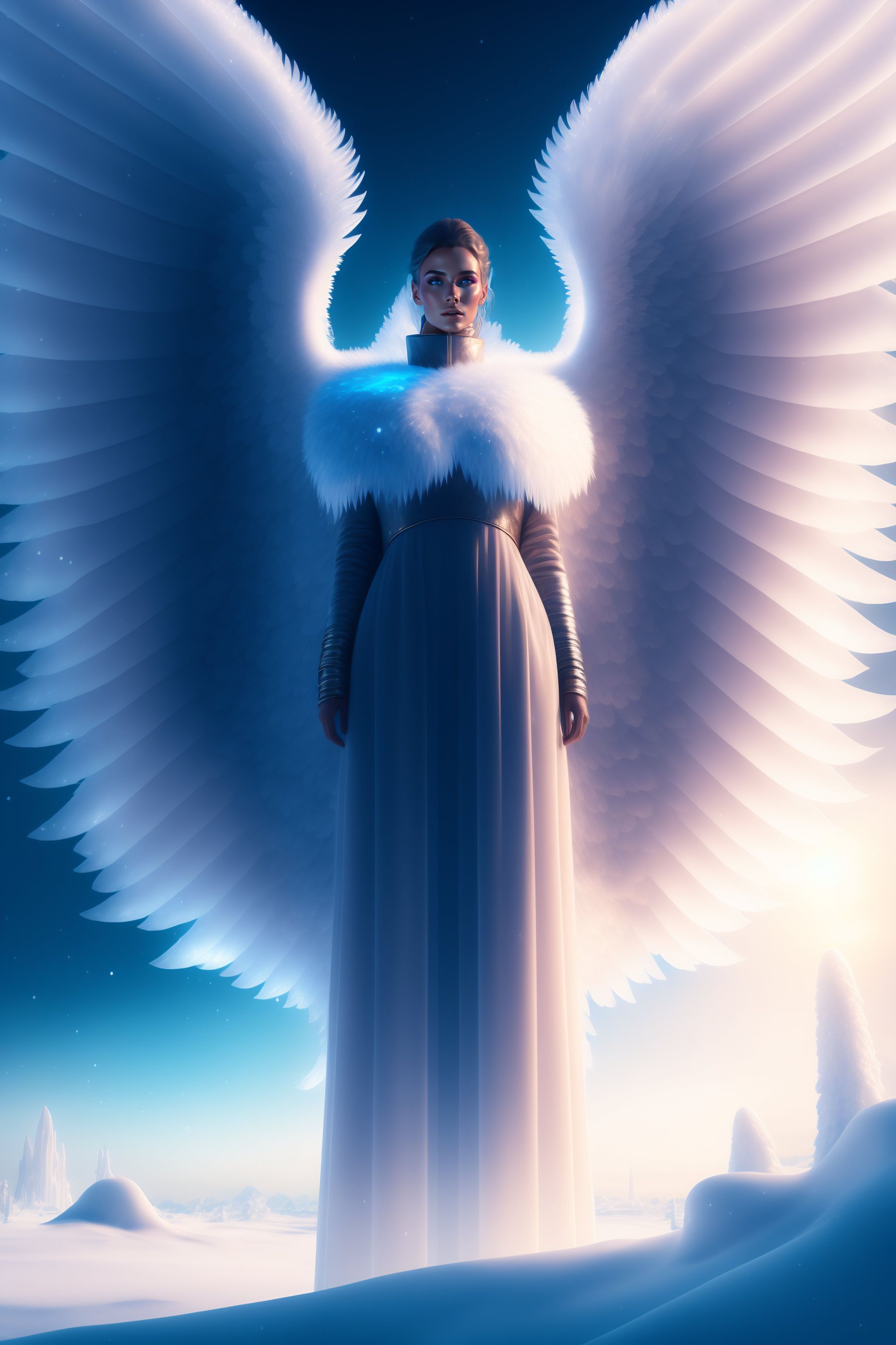 Lexica - An angel with big wings , translucent wings, detailed feathers ...