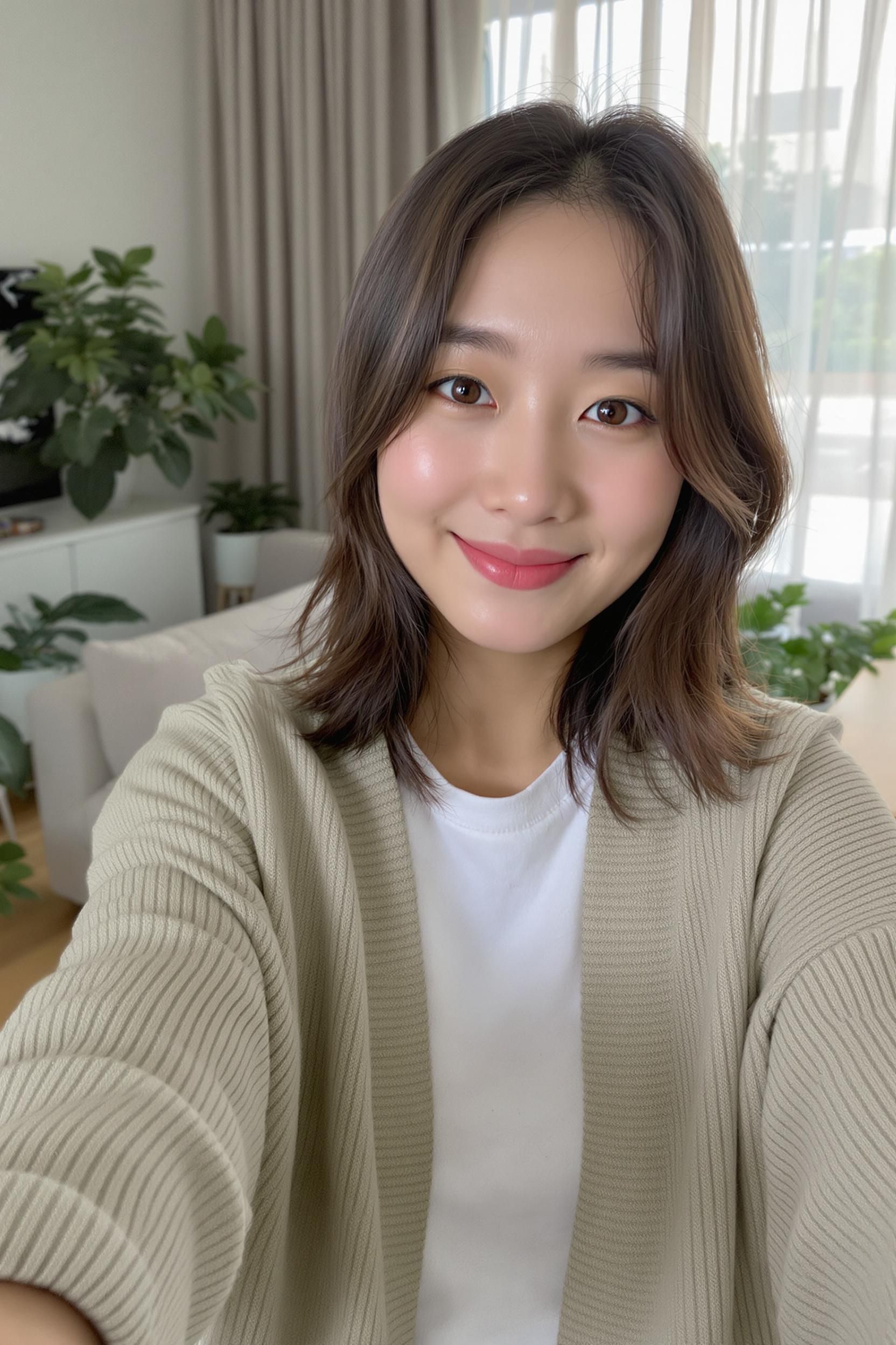 Lexica - A 25-year-old Korean woman selfie, front facing camera ...