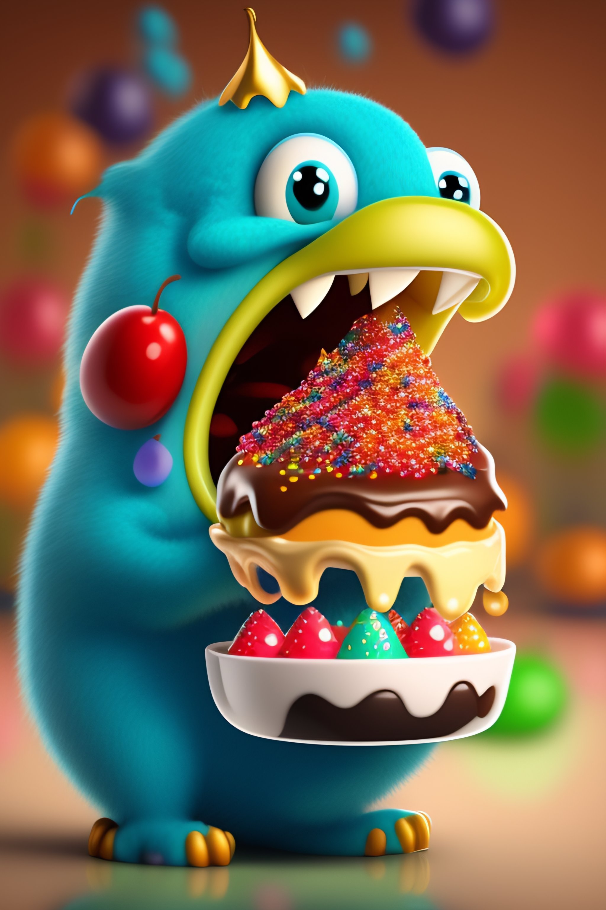 Lexica - Cartoon monster eating sweets
