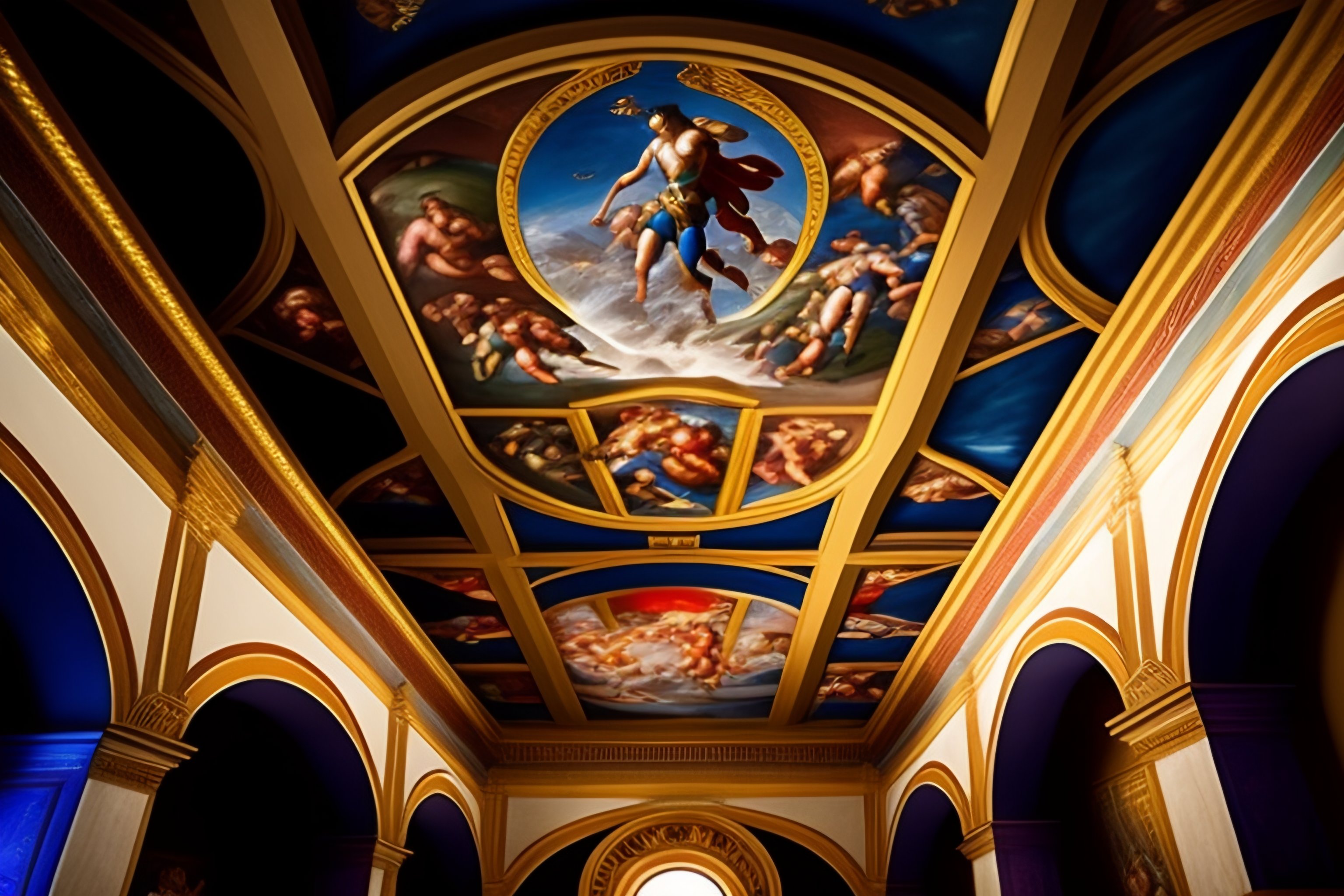 Lexica - Sistine chapel with marvel characters, Michelangelo, fresco ...