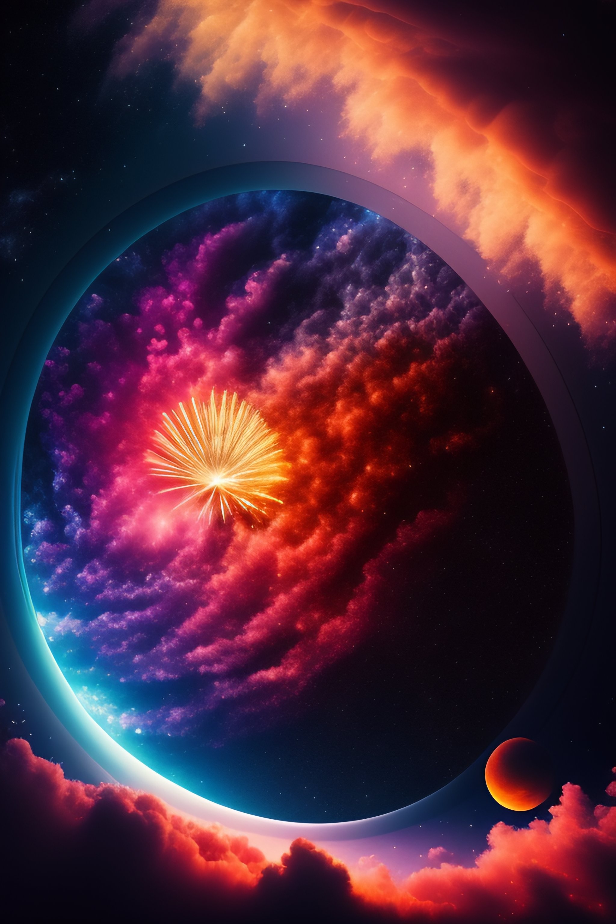 Lexica - Amazing beautiful fireworks, 3D, outer space,