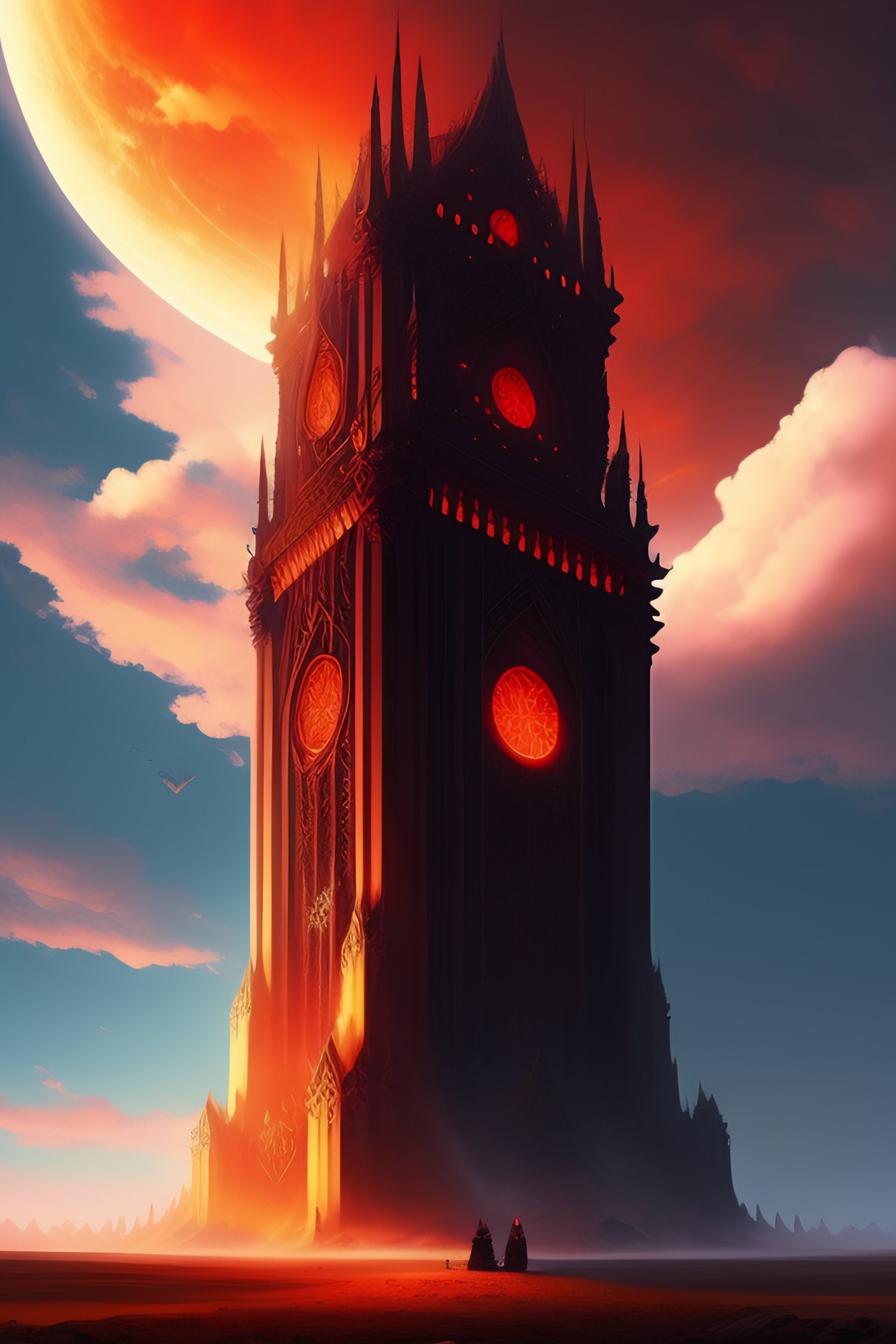 Lexica - Giant tower that goes from the ground to the sky in the gothic ...