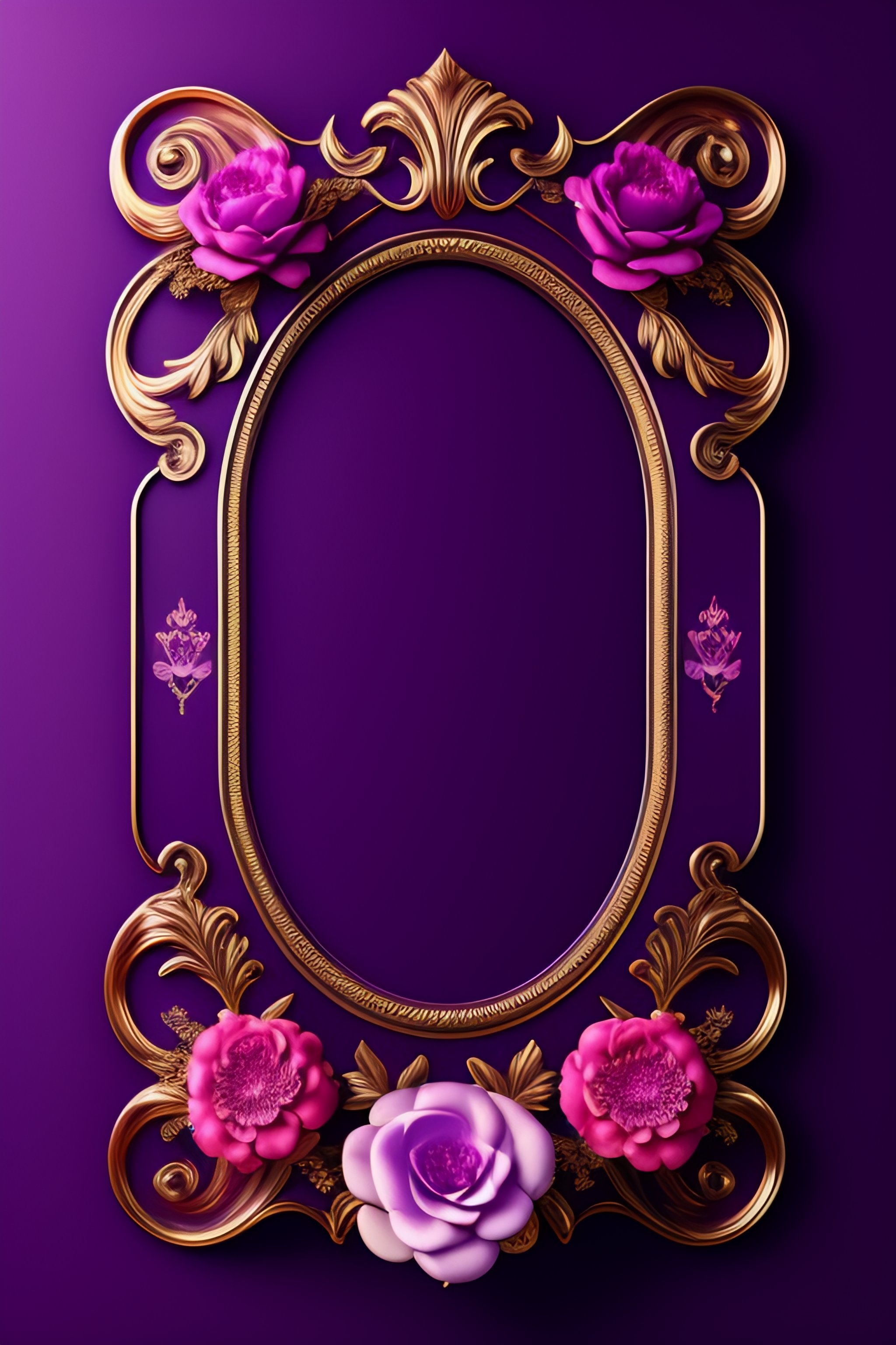 Lexica - "Create a royale feminine, dark floral design frame using a ...