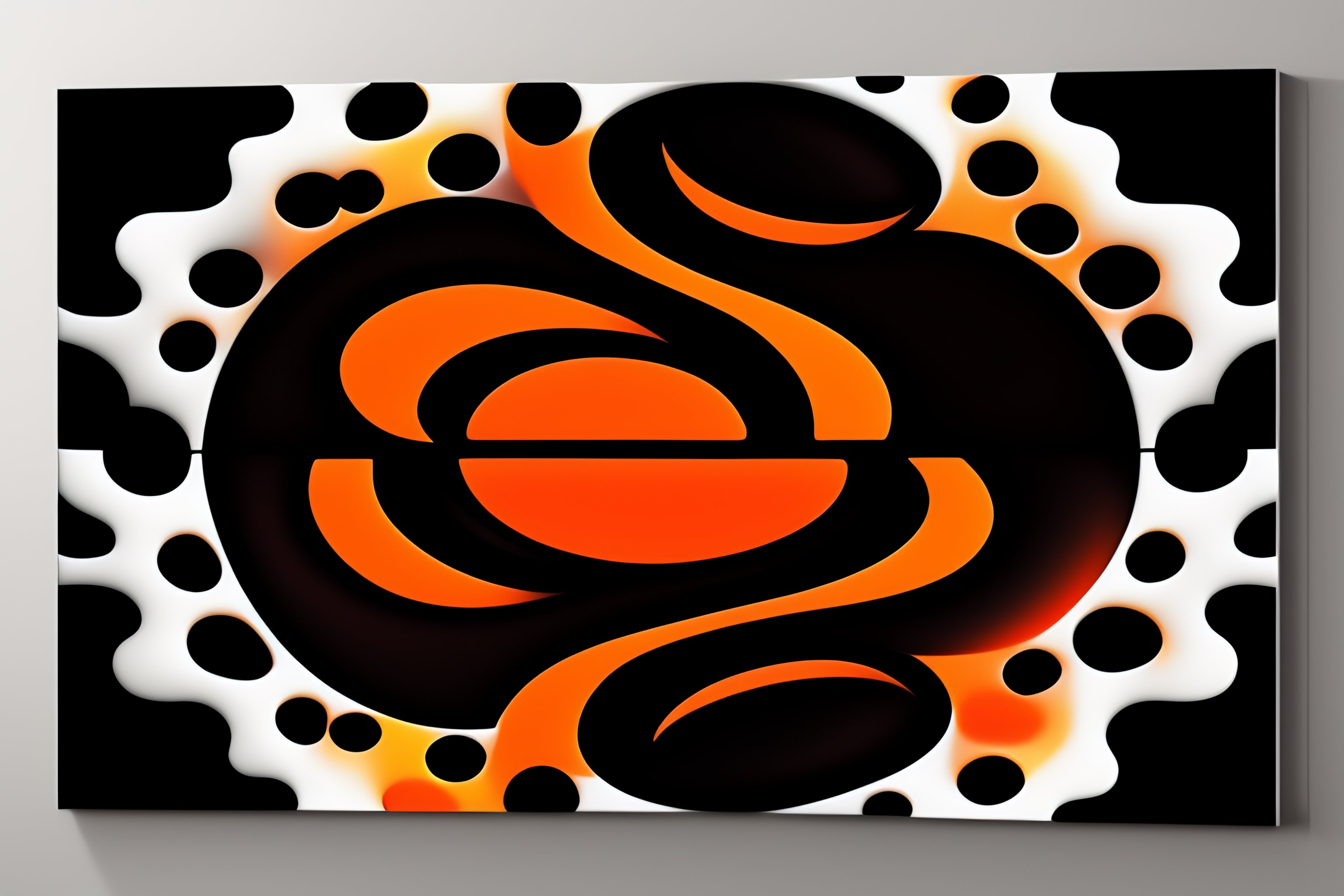Lexica - 7D Abstract illusion black white orange design