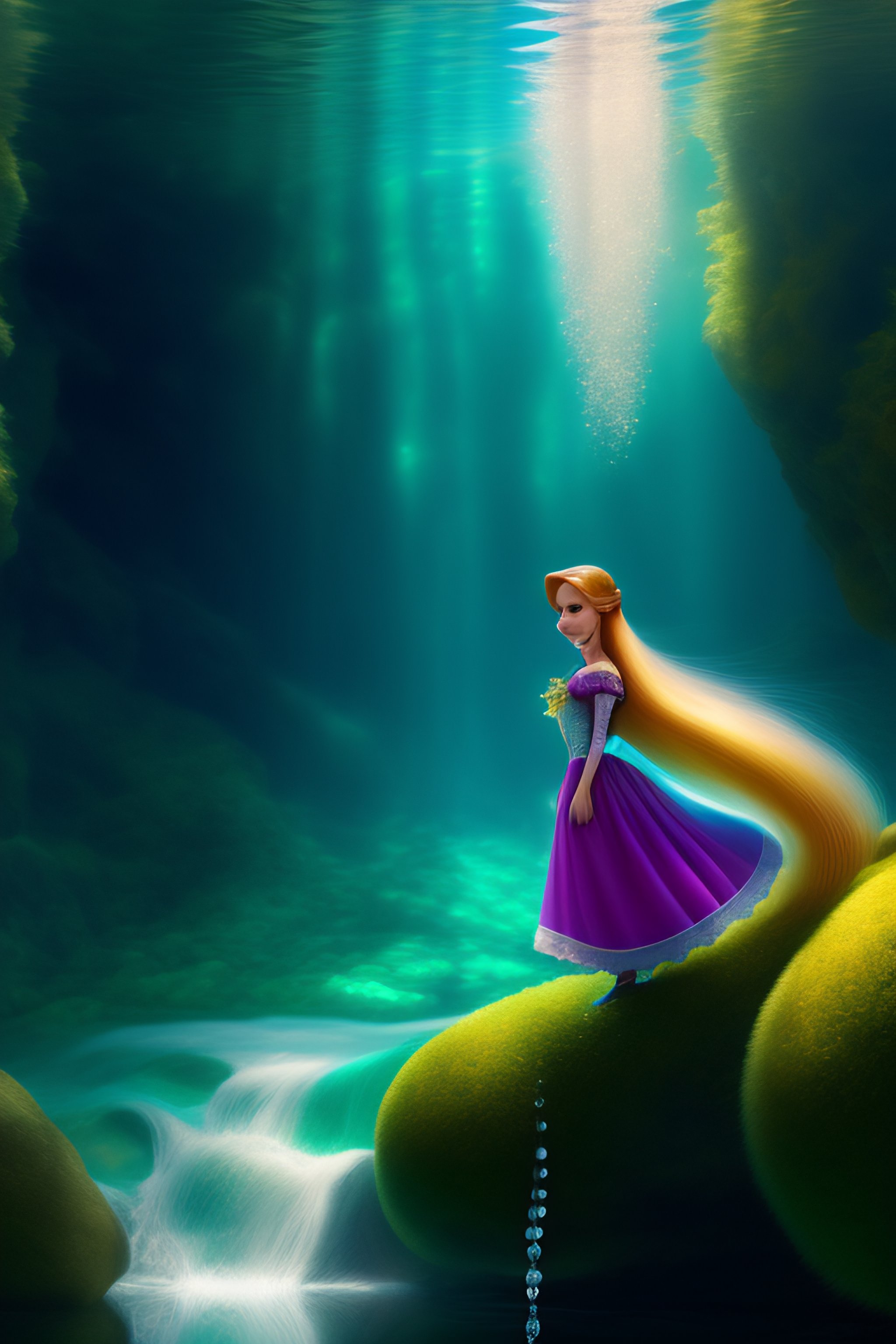 Lexica - Rapunzel in the water