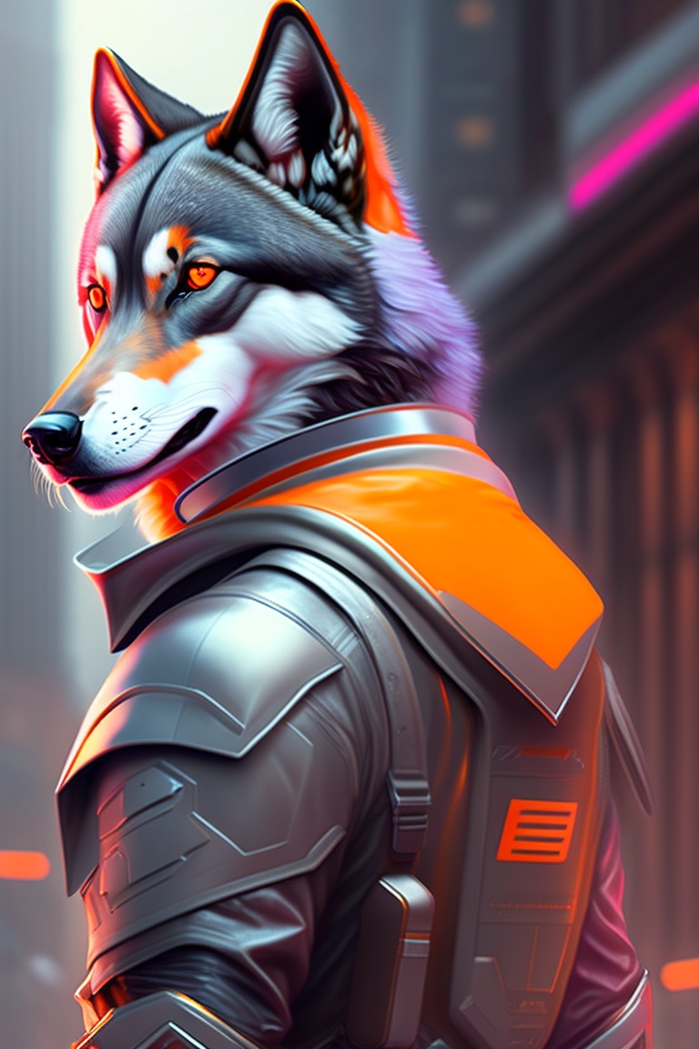 Lexica - A close up of a person wearing a suit with a wolf on it ...