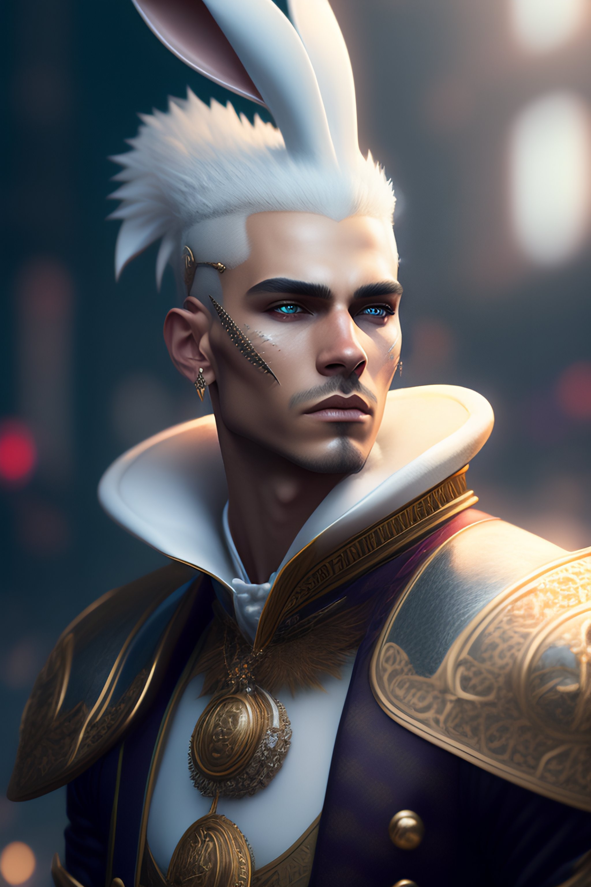 Lexica - An anthropomorphic white rabbit male wizard dressed as a punk ...