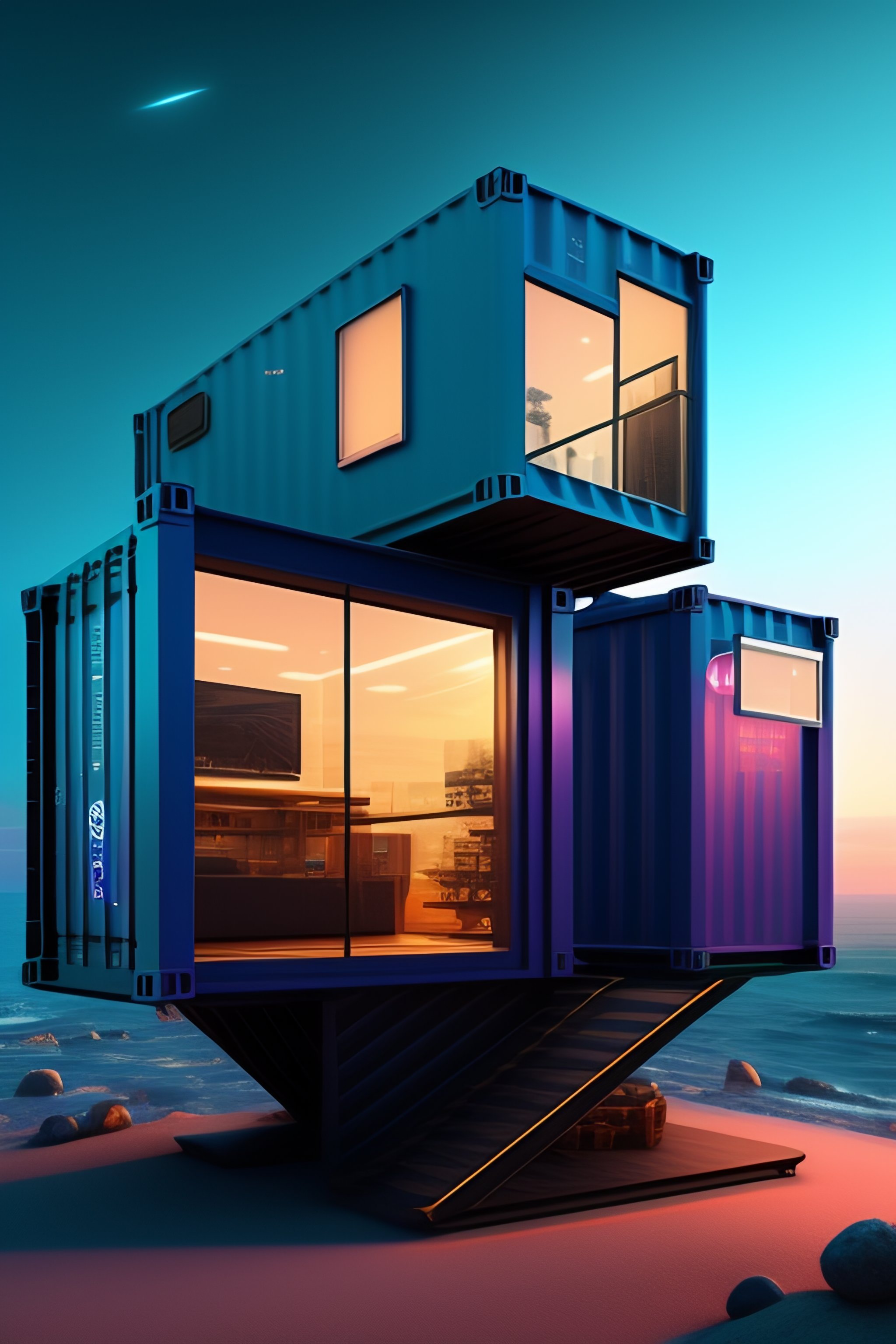 Lexica - Cyberpunk container studio in a utopian future
