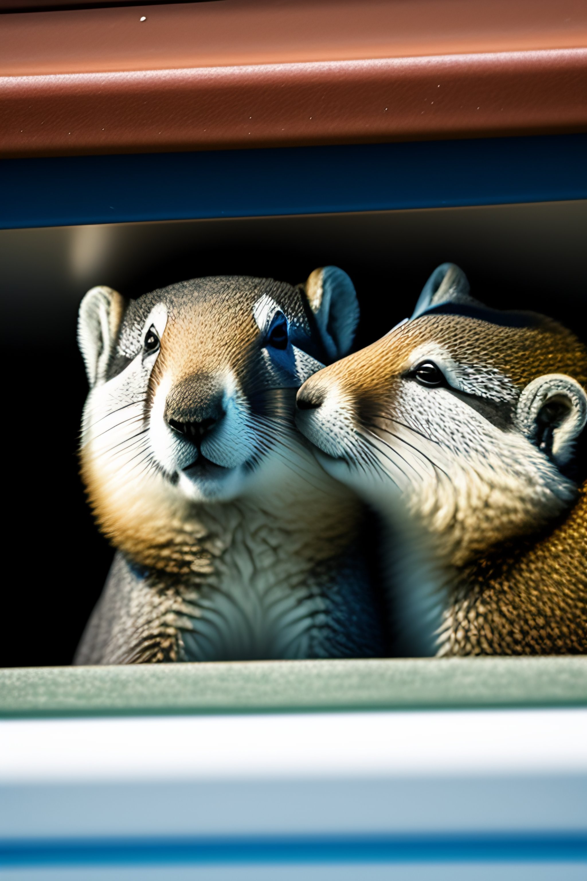 Lexica - Marmot couple at the bow of a ferry boat embracing each other ...