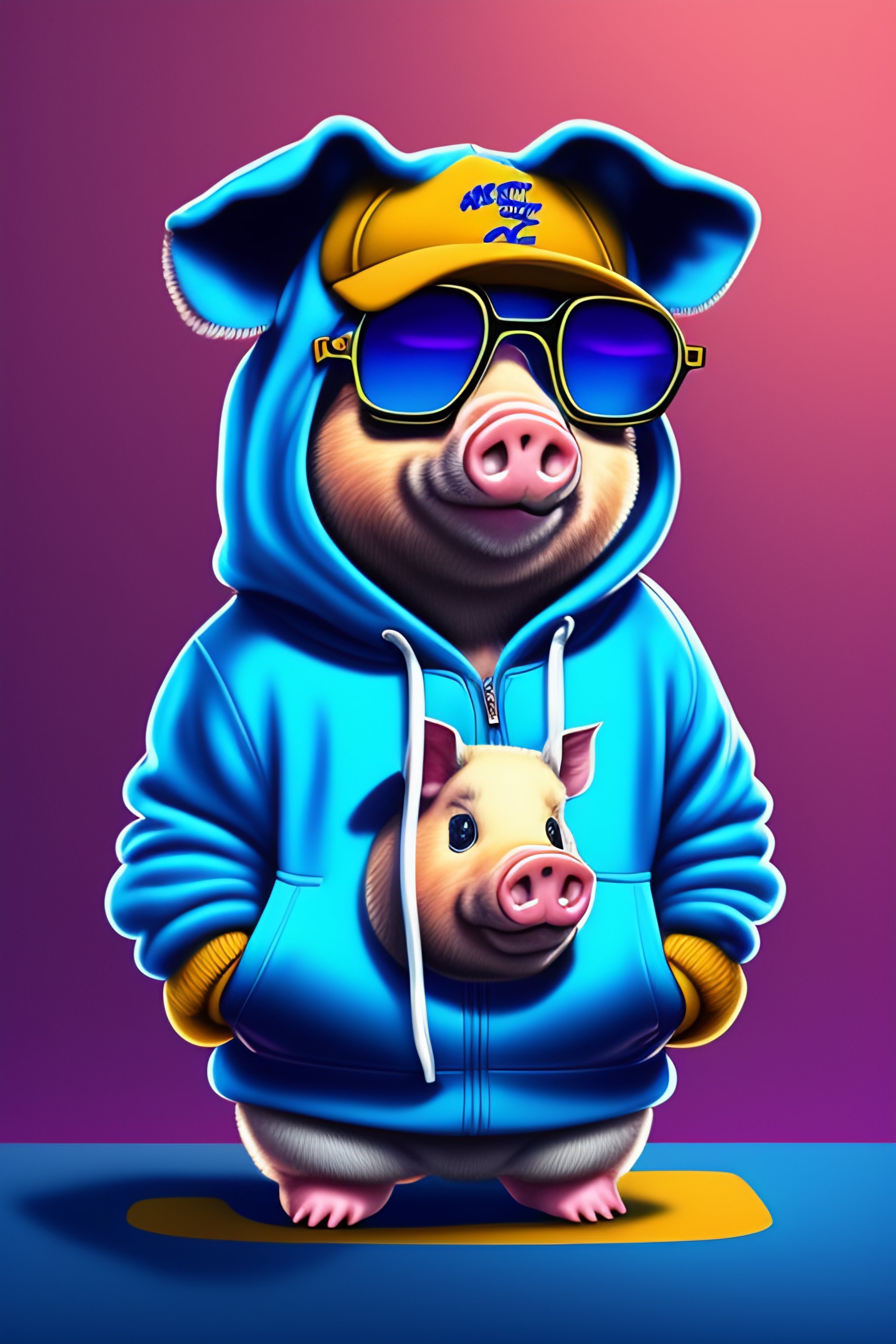 Lexica - A stuffed pig wearing a blue hoodie and glasses, graffiti art ...