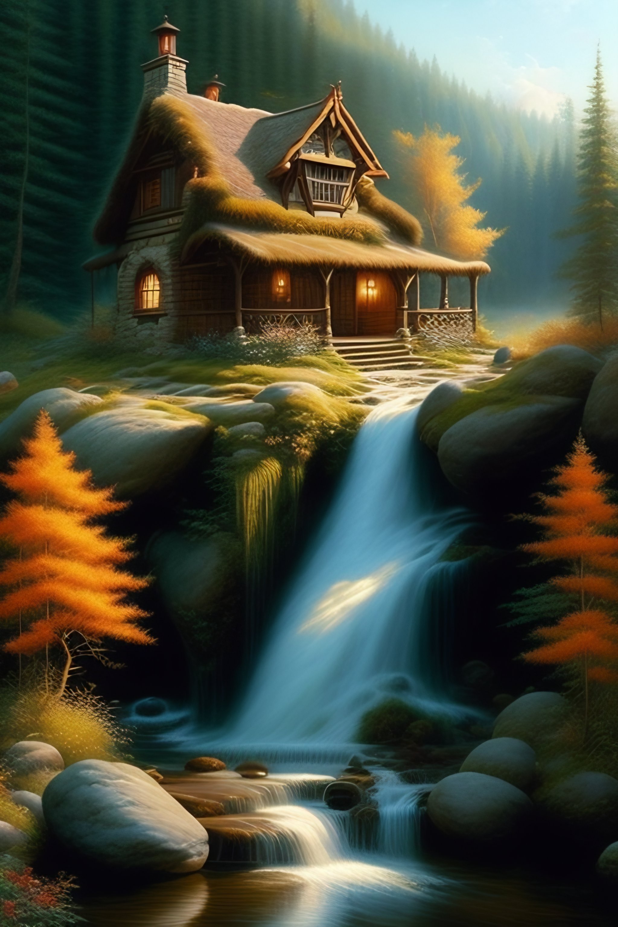 Lexica - A very Beautiful picturesque little house in the woods, by ...