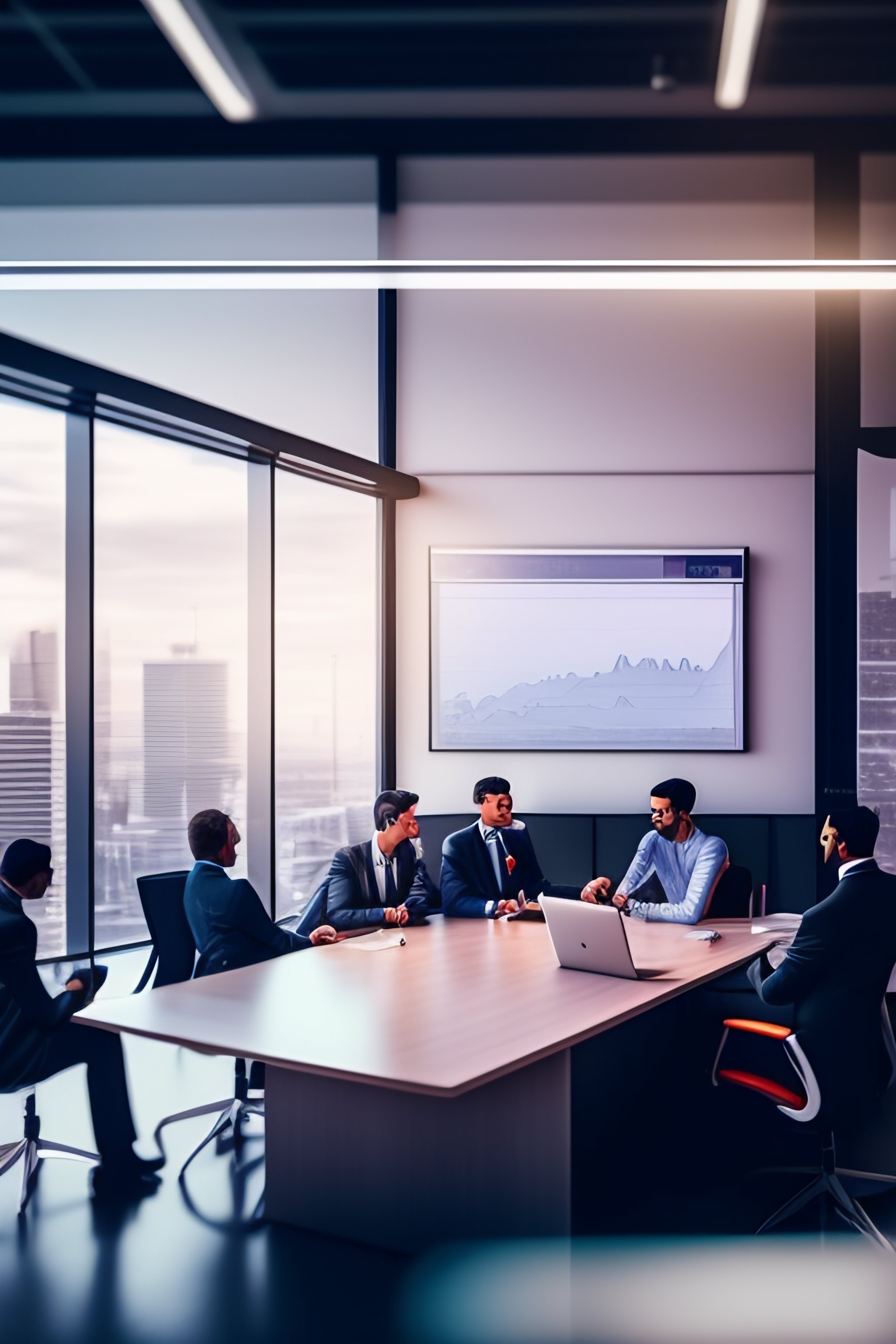 Lexica - A drawing of a team meeting, in a conference room in a ...
