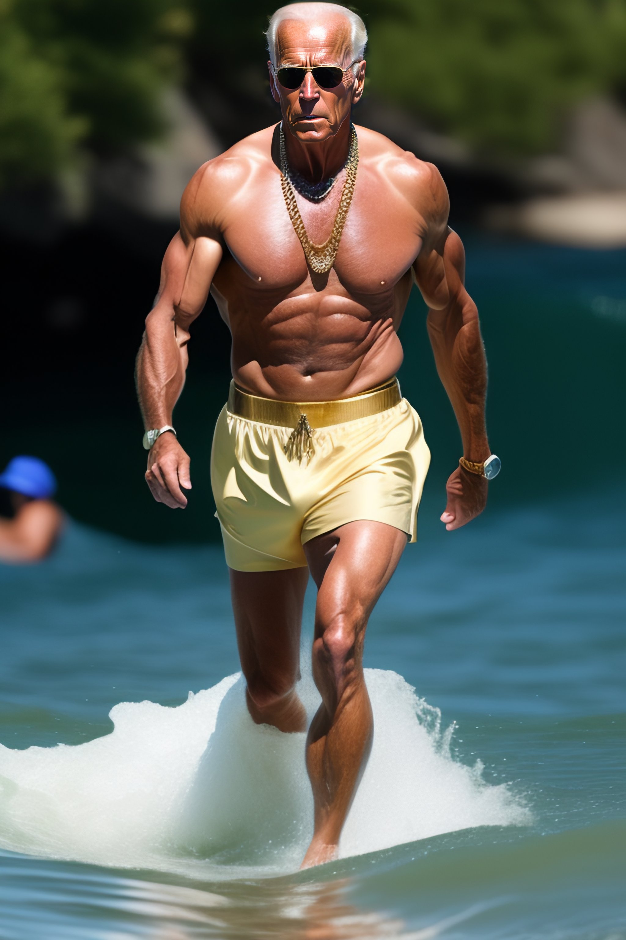 Lexica - Super muscular joe biden wearing cycling shorts and gold ...