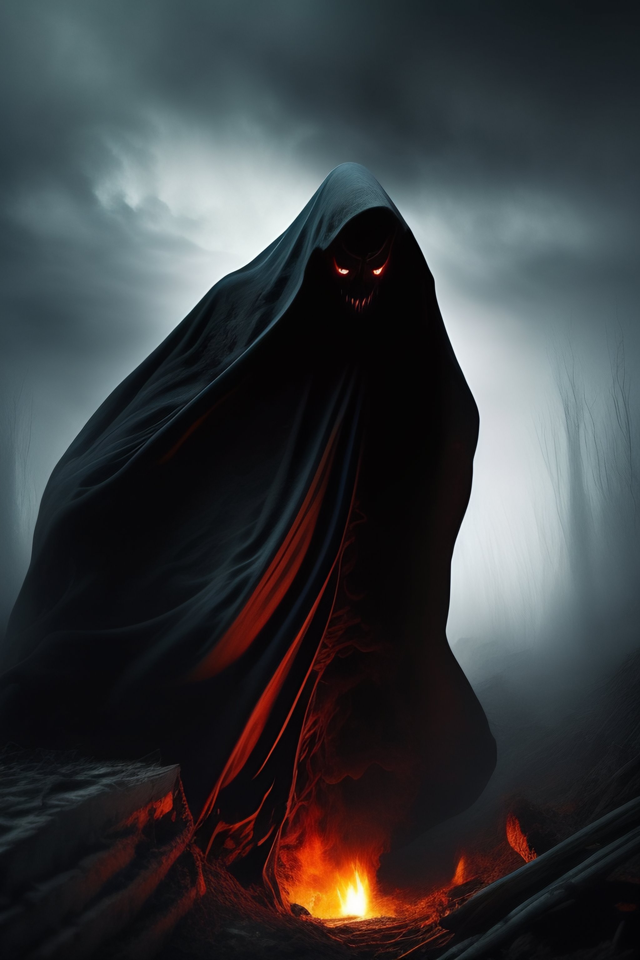 Lexica - Face a dementor with a reaped and scary tunica in hell, above ...