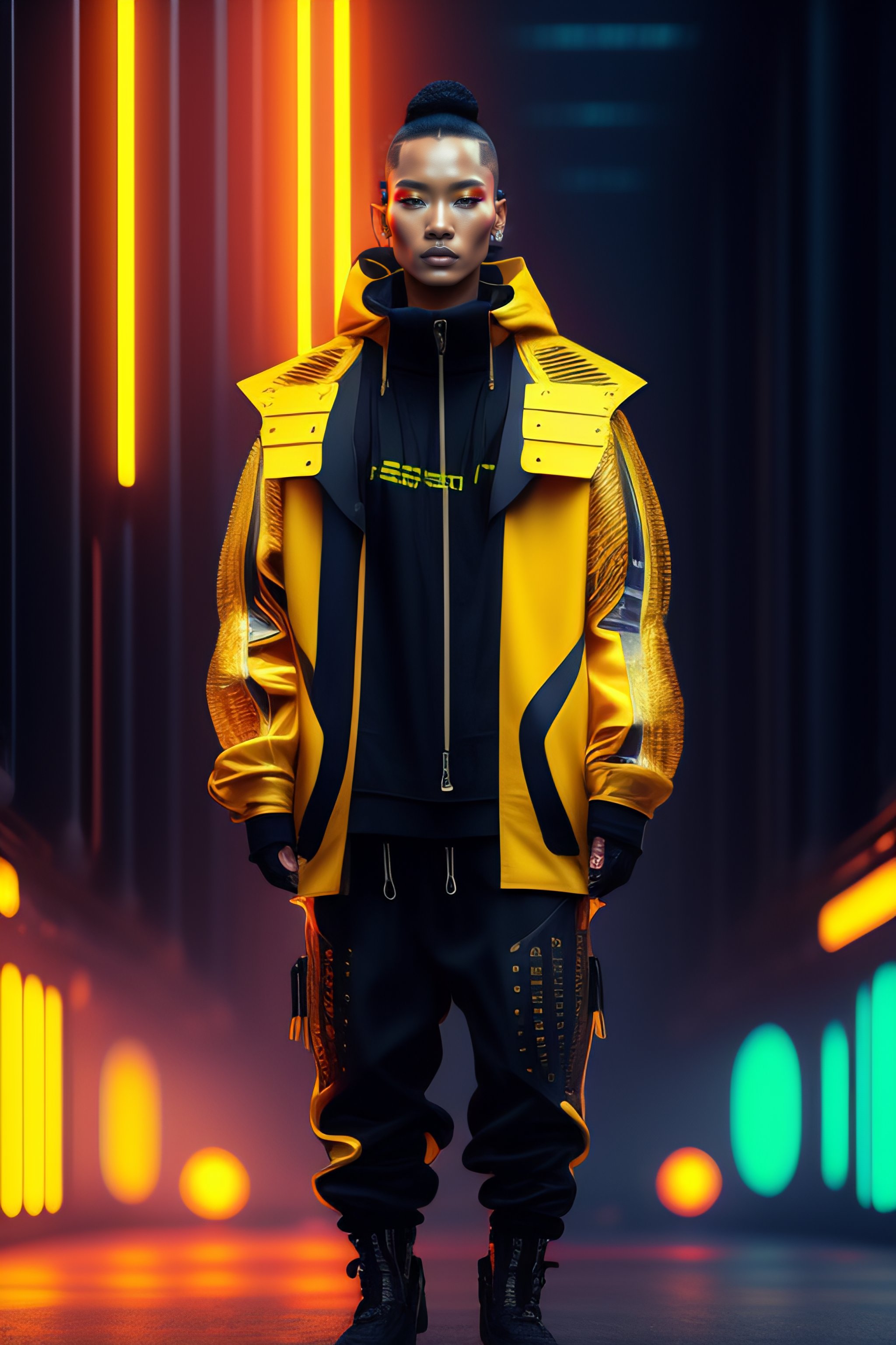Lexica - Cyberpunk techwear streetwear look and clothes, we can see ...