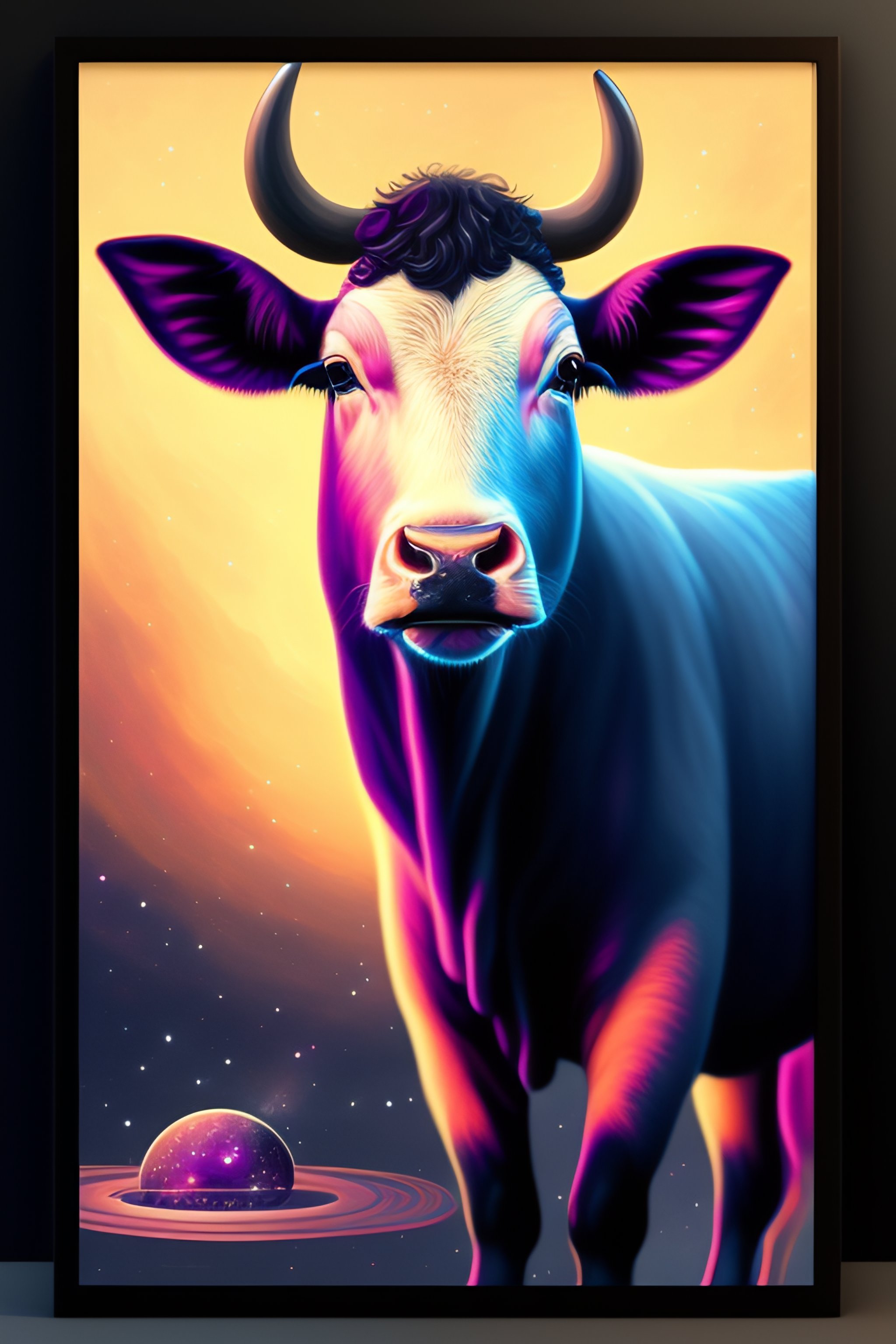 Lexica - Vintage space cow illustration