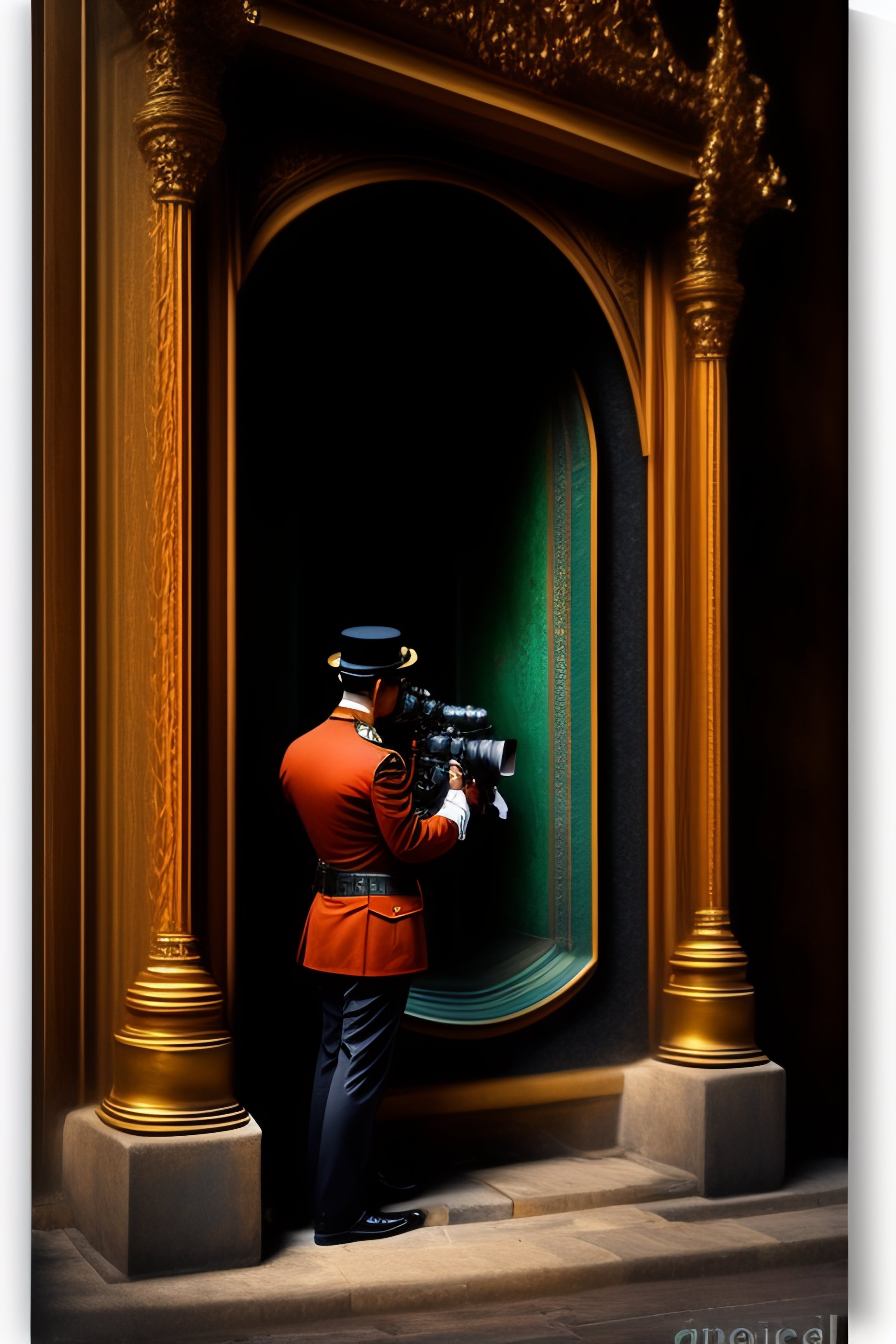 Lexica - Photographer looking through camera, steampunk, painted by Goya