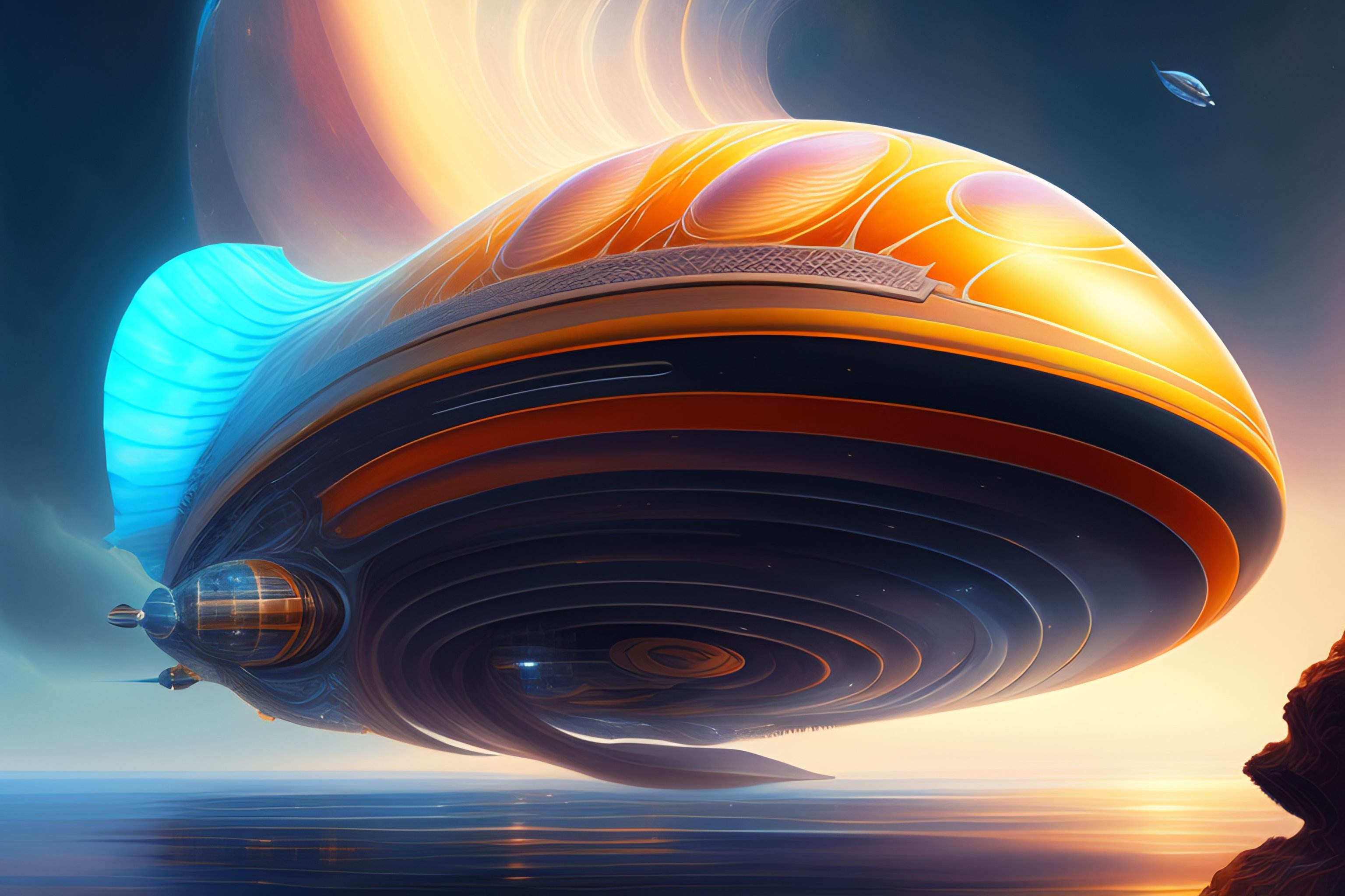 Lexica - Nautilus sea shell spaceship, digital painting, WLOP, natural ...