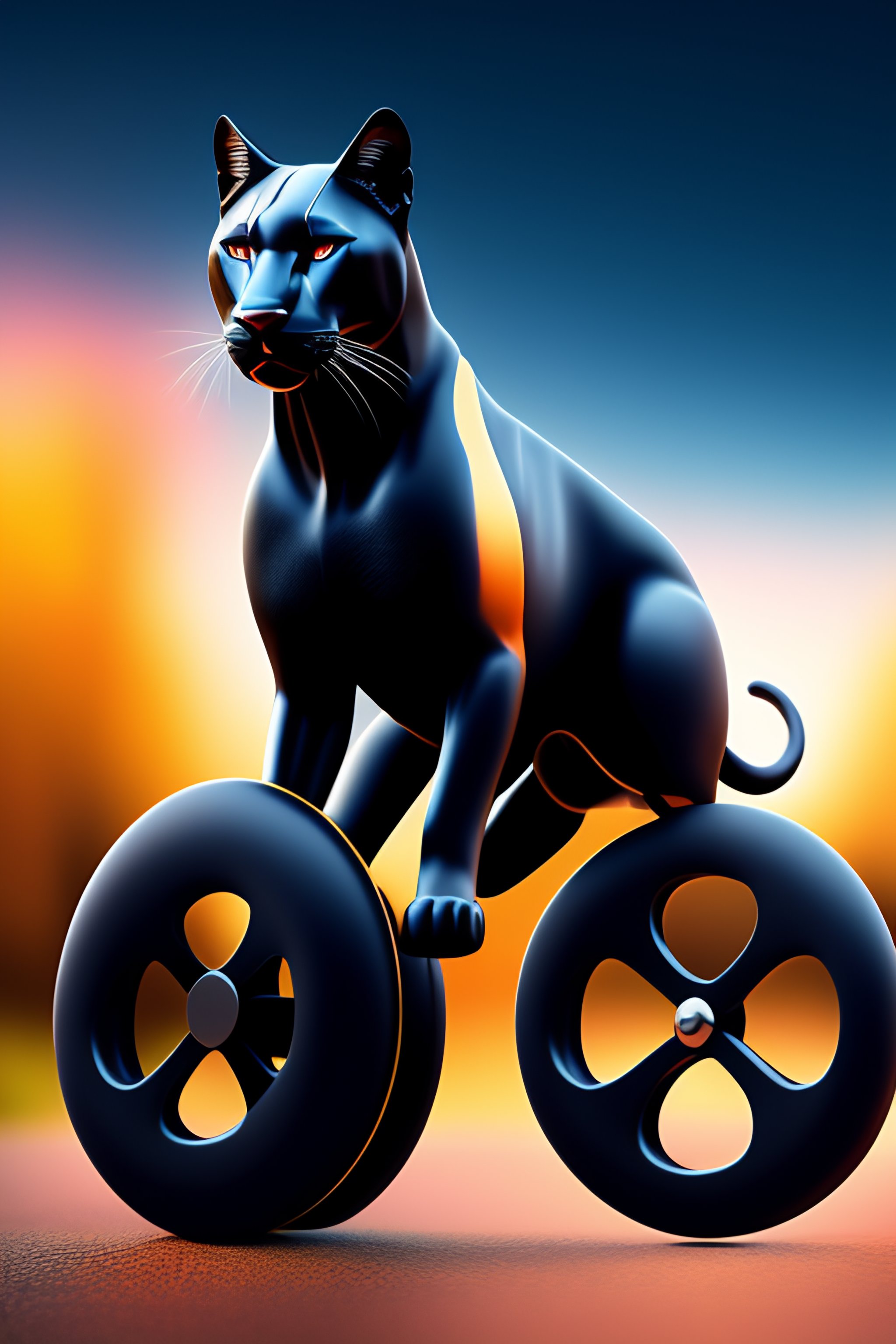 Lexica - A panther with back legs replaced as bike wheels