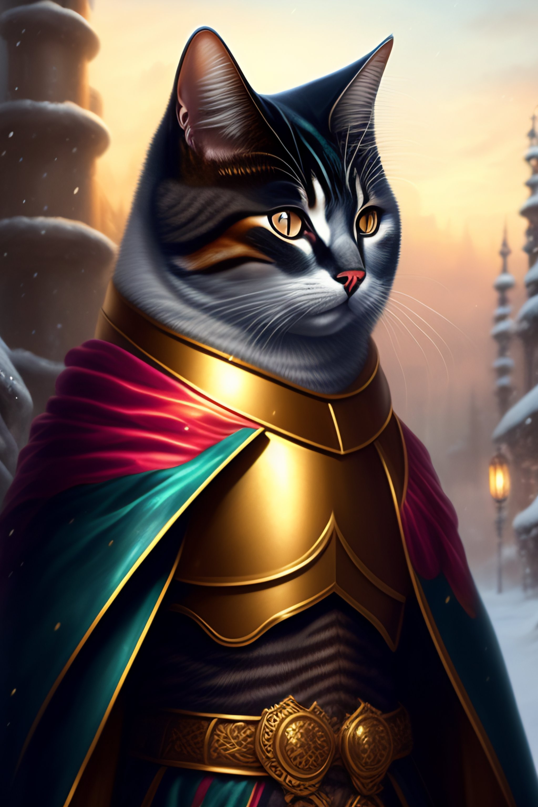 Lexica - New Year's cat knight