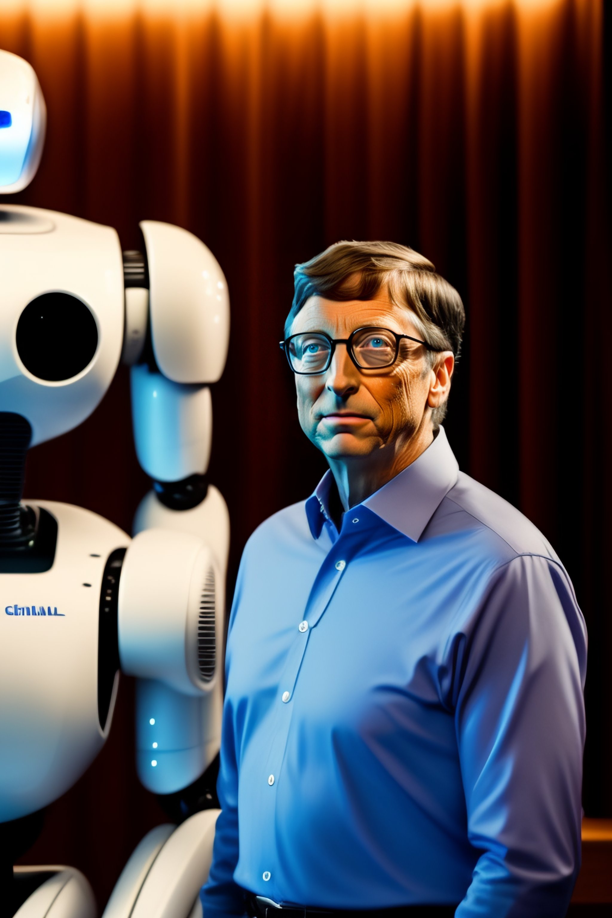 Lexica - High quality photograph of bill gates interviewing a robot for ...