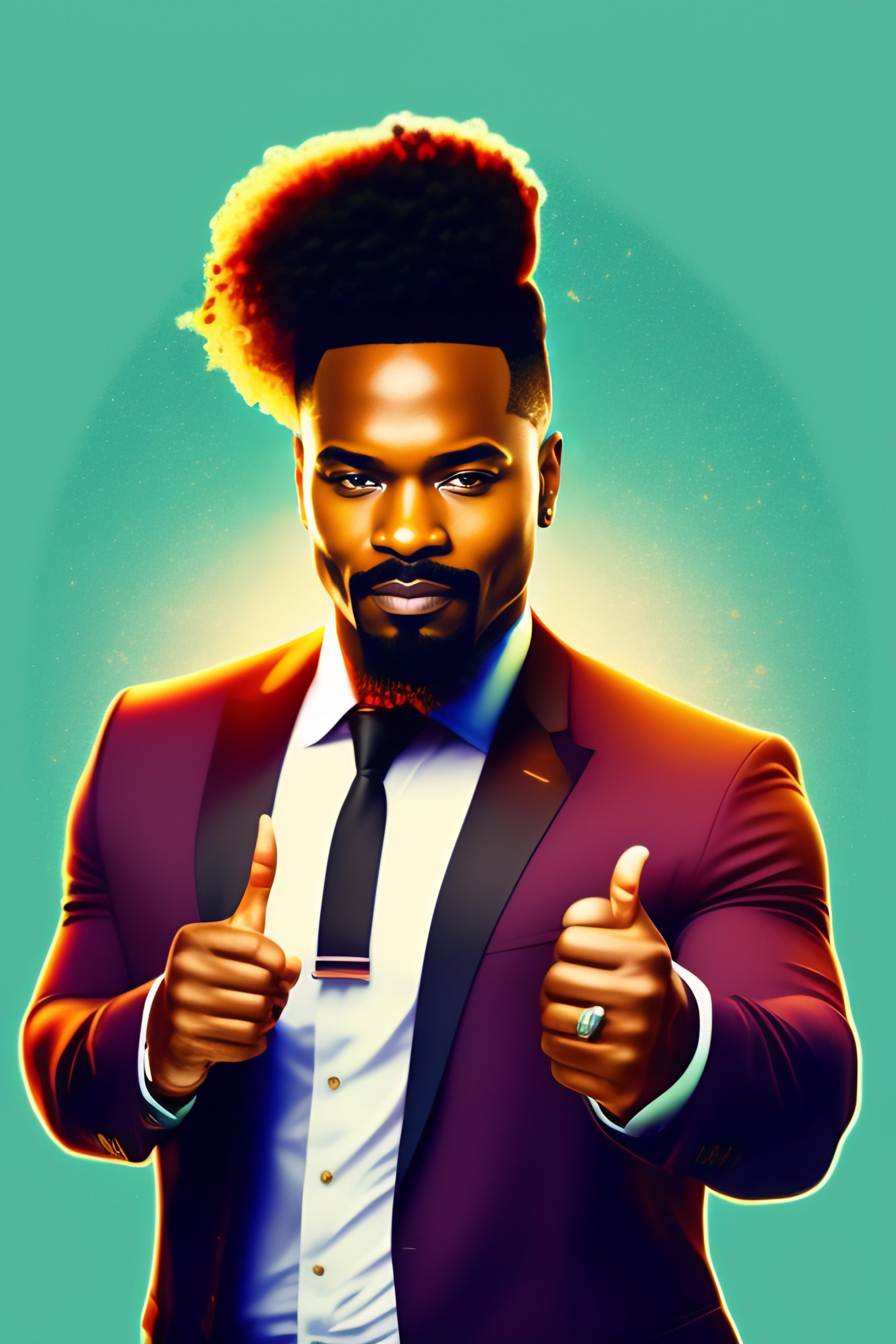 Lexica - Digital illustration of a man with his two middle fingers up