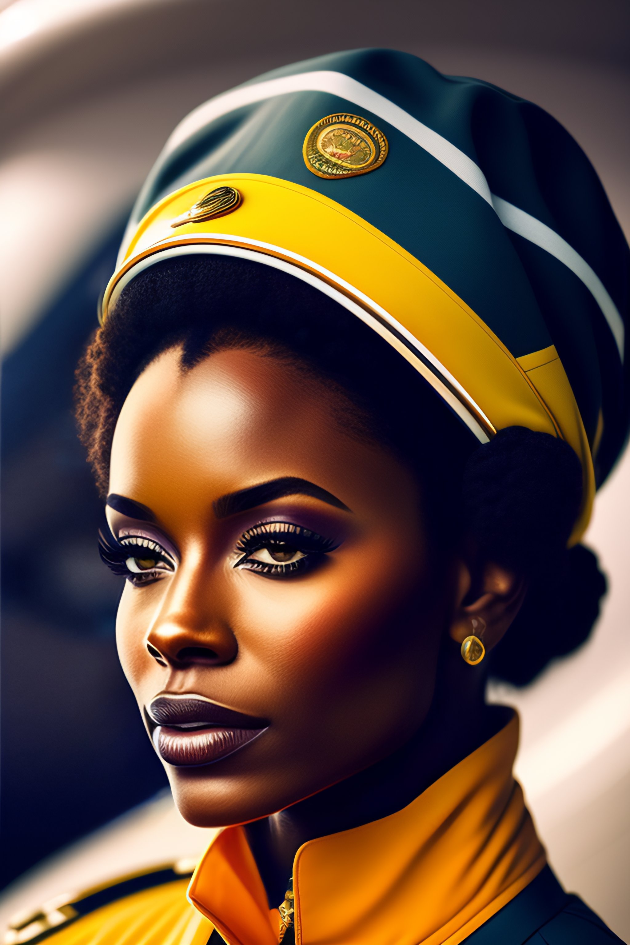 Lexica - Portrait of a beautiful young black airline pilot