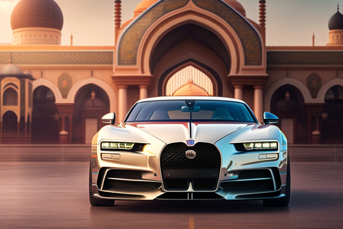 Lexica - A Bugatti Chiron and rolls Royce Ghost in front of mosque