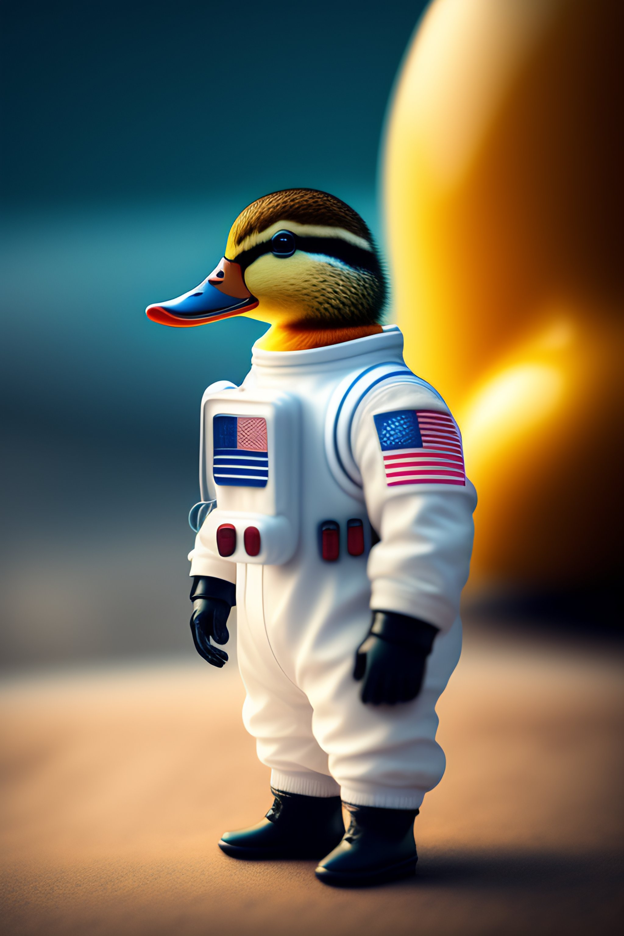 Lexica - A little duck with an astronaut suit realistic that are of ...