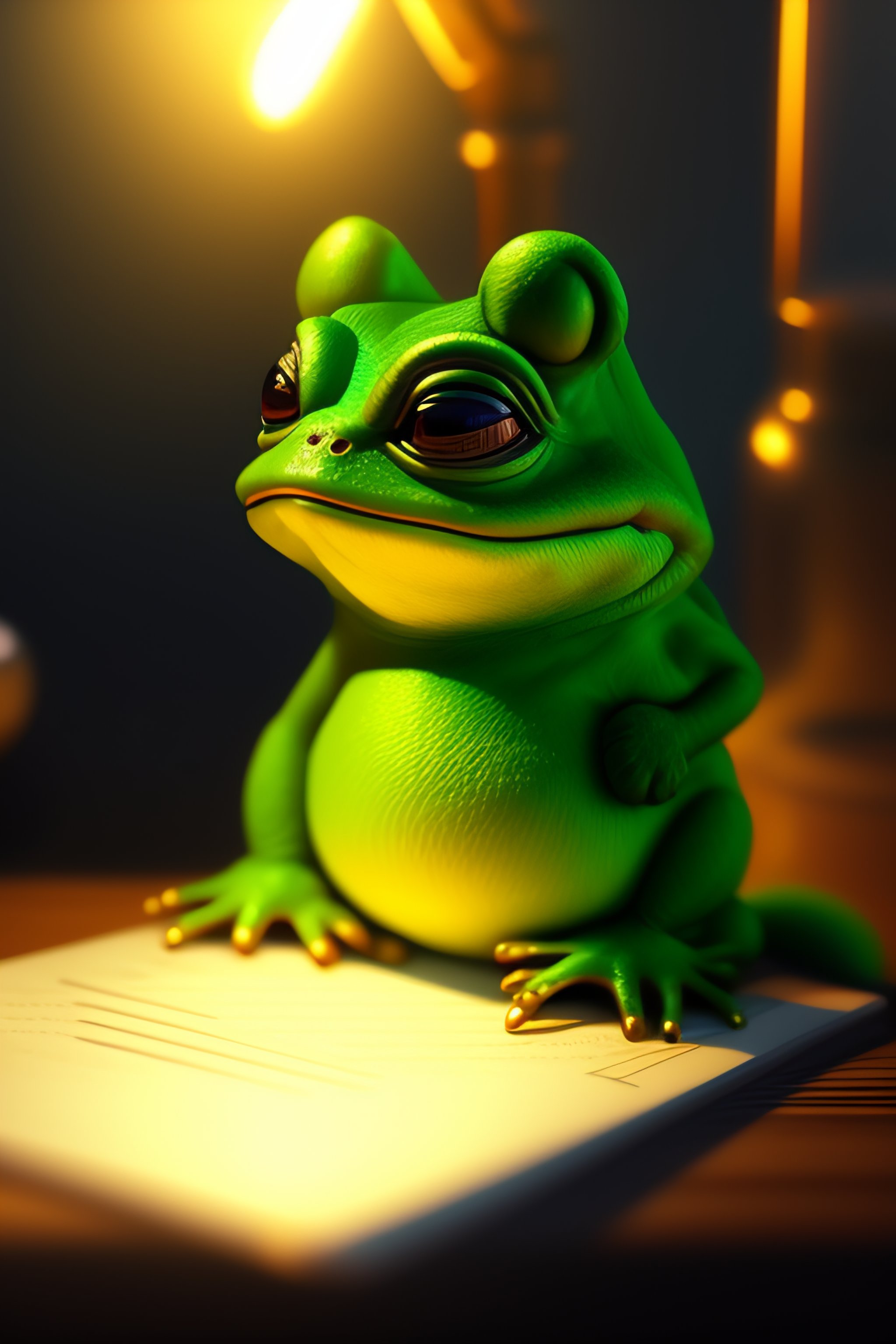 Lexica - An exhausted pepe the frog commiting tax fraud, paperwork ...