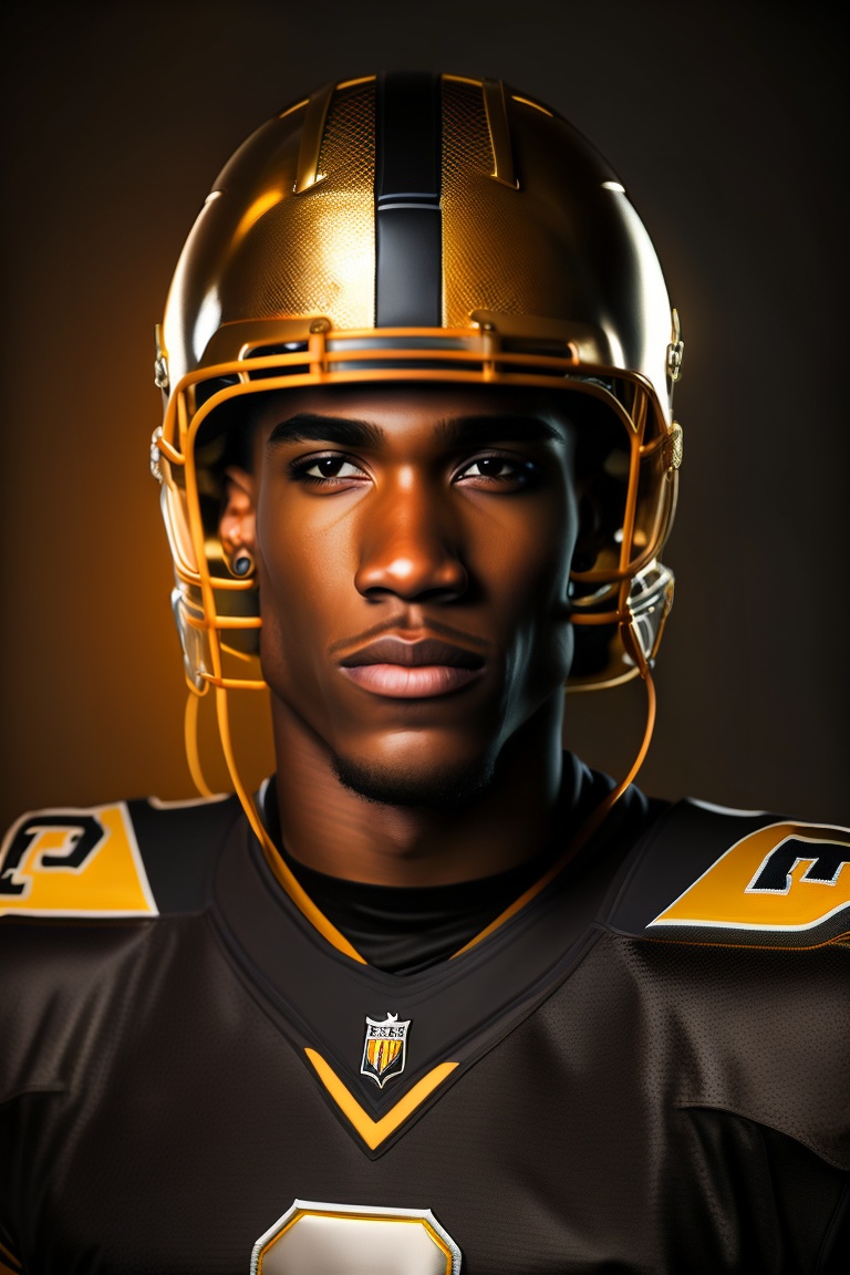 Lexica - Portrait of American football player, photography, dramatic ...