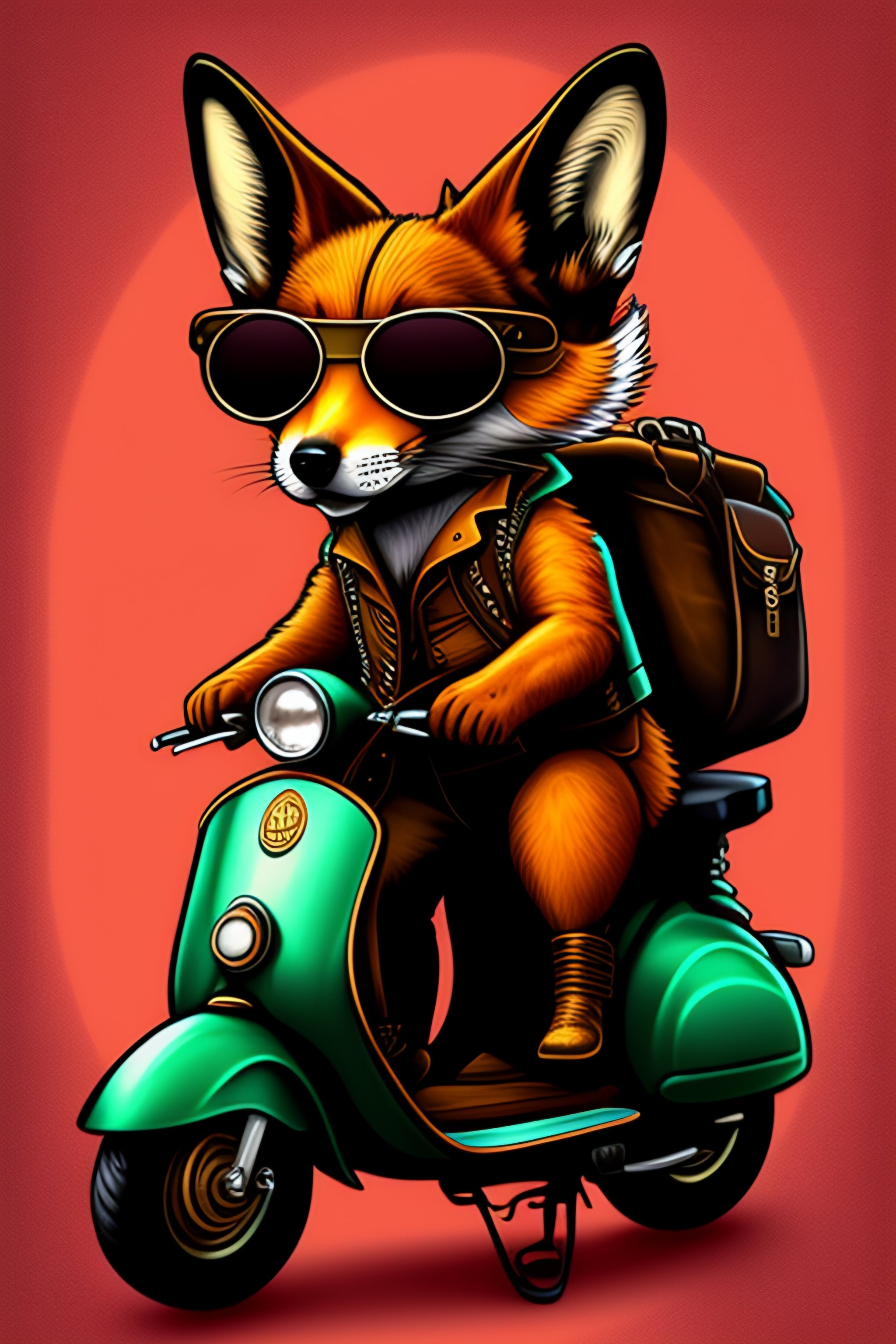 Lexica A Steampunk Fox Fursona With Boots Sitting On A Vespa Moped With Sunglasses Vector